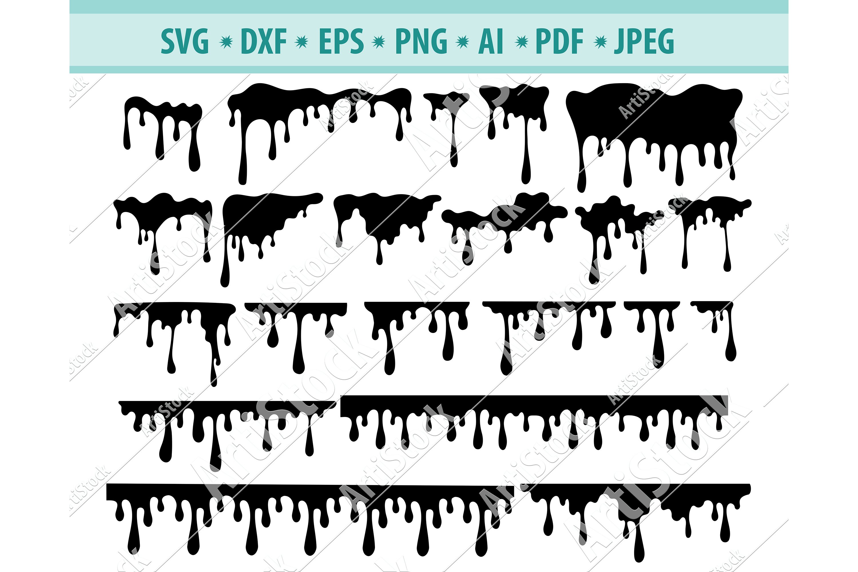 Dripping Borders Svg, Dripping liquid Svg, Png, Dxf, Eps (532104 ...
