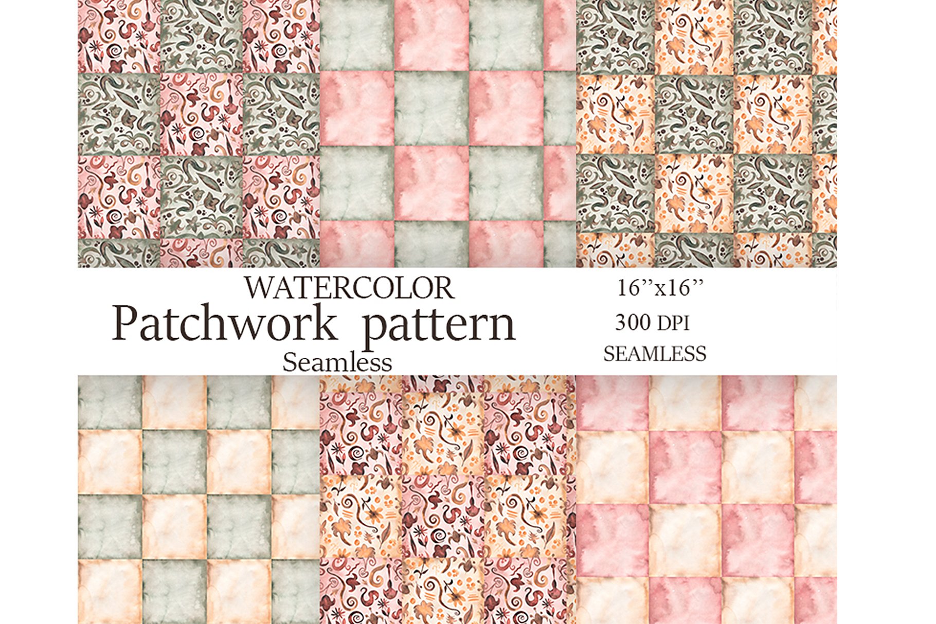 Watercolor Patchwork Seamless Pattern (1275269) | Patterns | Design Bundles