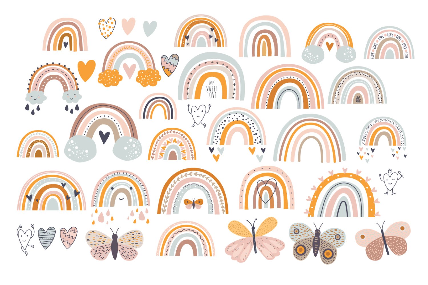 Rainbow bundle / Rainbow clipart vector set (720043) | Illustrations ...