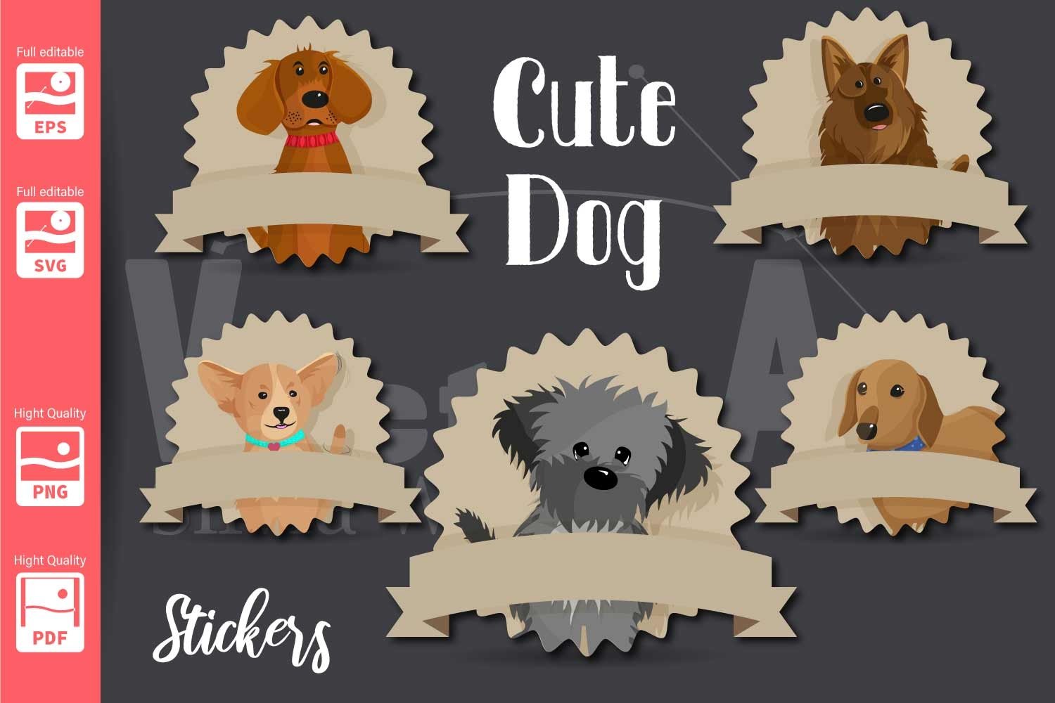 5 Dog Labels - Suitable for Print, Cut and Sublimation (189497 ...