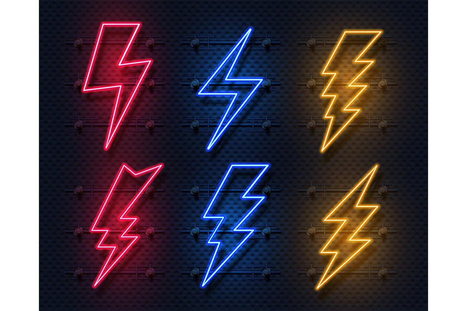 Neon lightning bolt. Glowing electric flash sign, thunderbol (1140652 ...