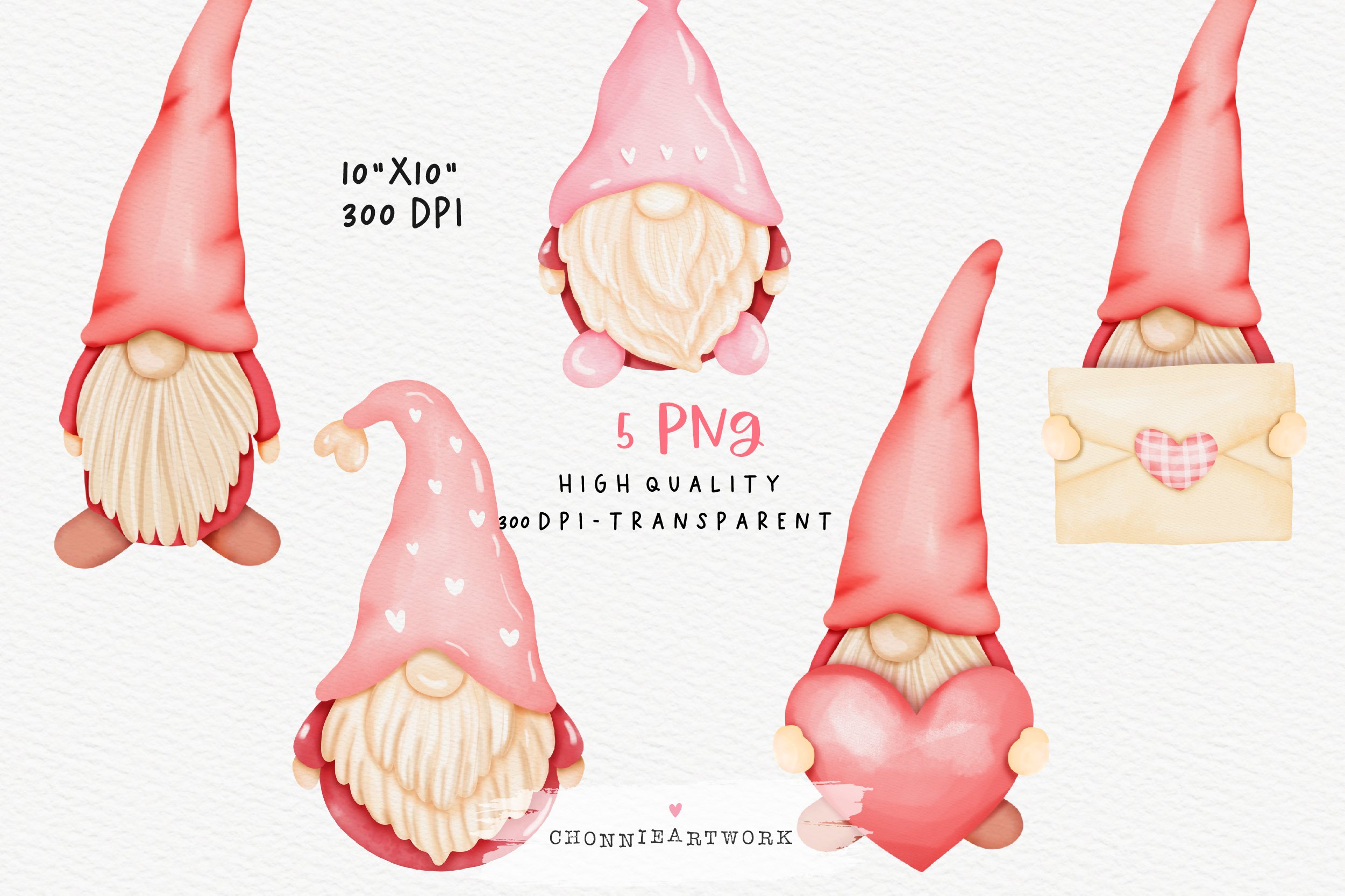 Valentine's Day Gnomes Clipart Bundle, Hand-drawn Watercolor (1154048 ...