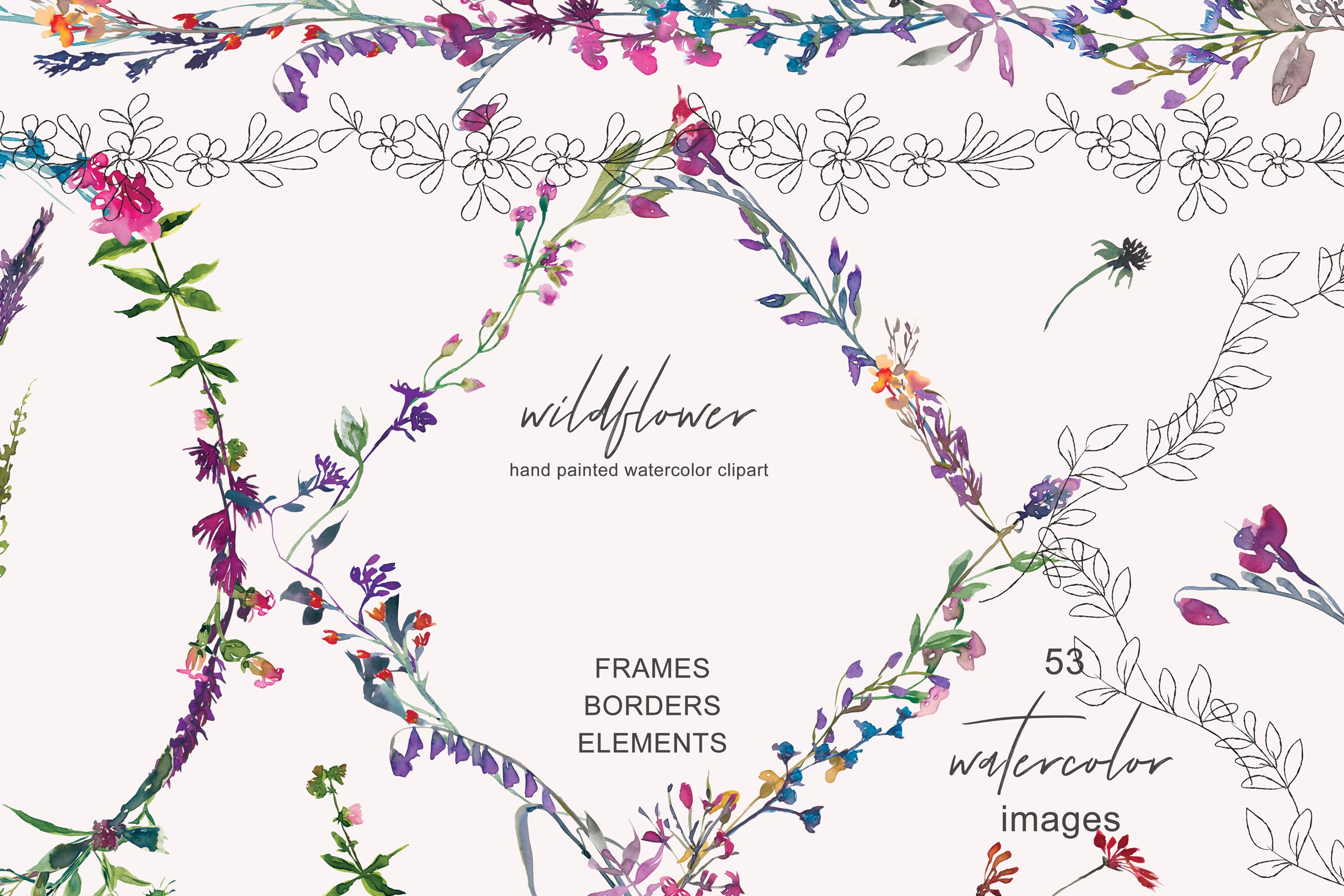 Watercolor Wildflower Clipart - Subtle Frame Collection (162290 ...