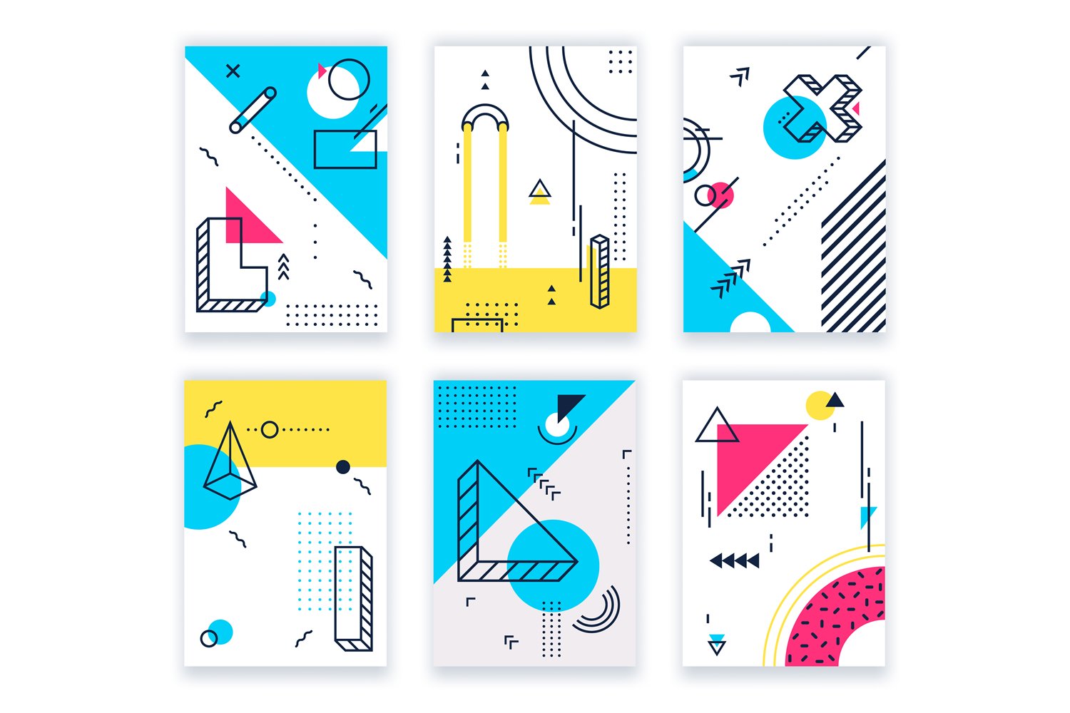 Geometric shapes posters. Abstract geometrical shapes cards, (1010005 ...