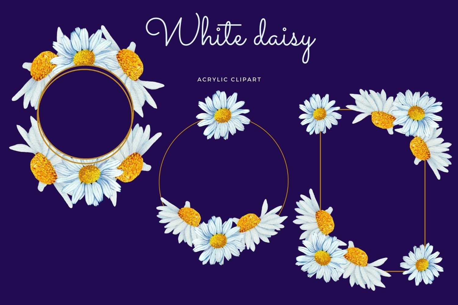 White daisy frame (523380) | Illustrations | Design Bundles
