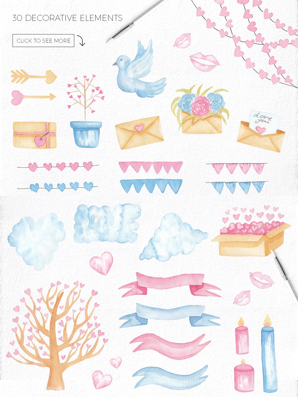Wedding Watercolor Set (54205) | Illustrations | Design Bundles