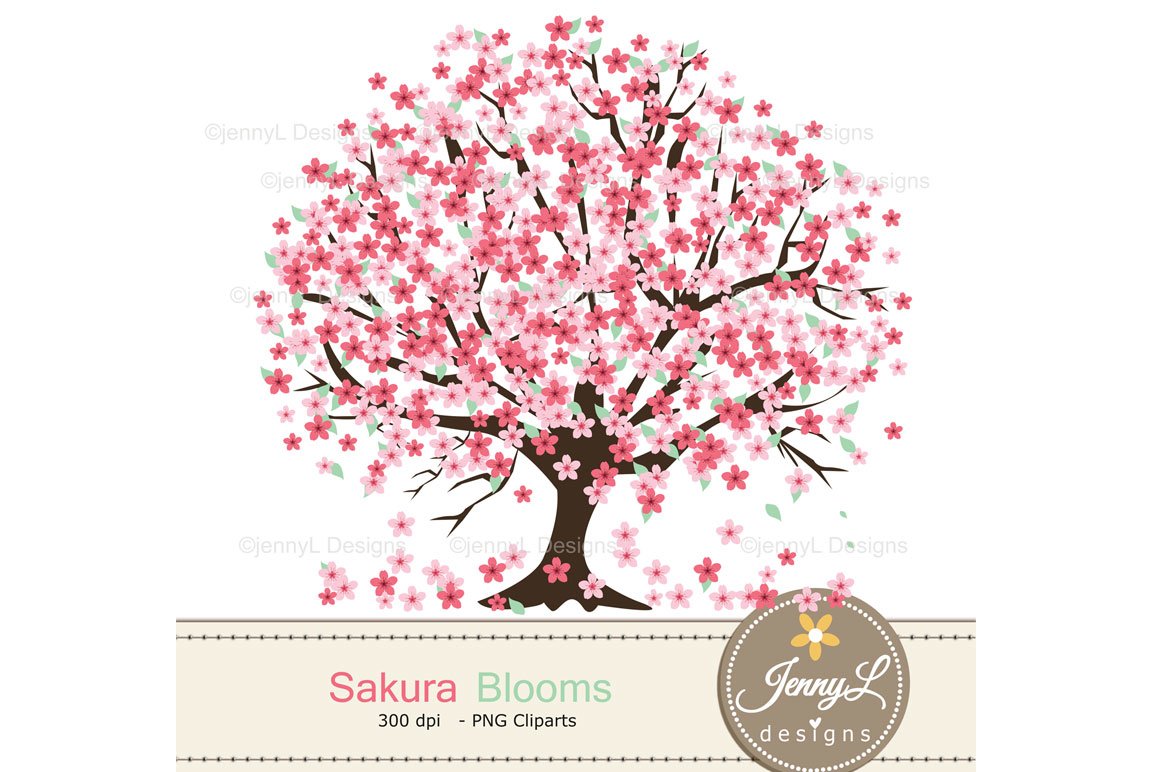 Cherry Blossoms Digital Papers and Sakura Clipart (248814) | Patterns ...