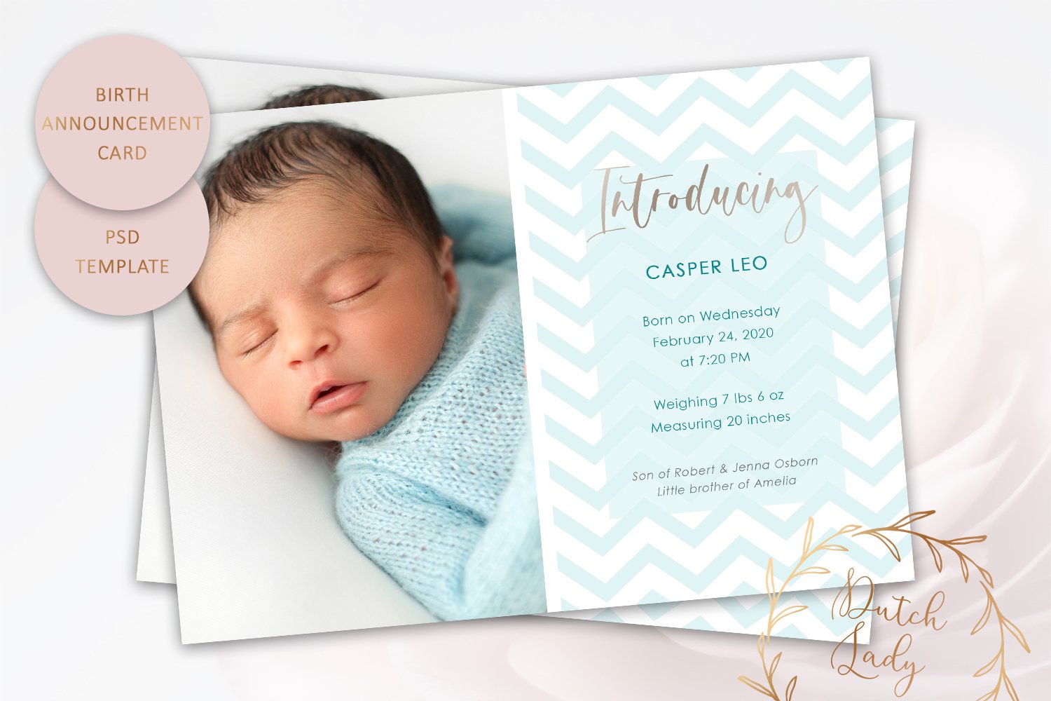 Custom Photoshop PSD File Personalized Birth Announcement Digital ...