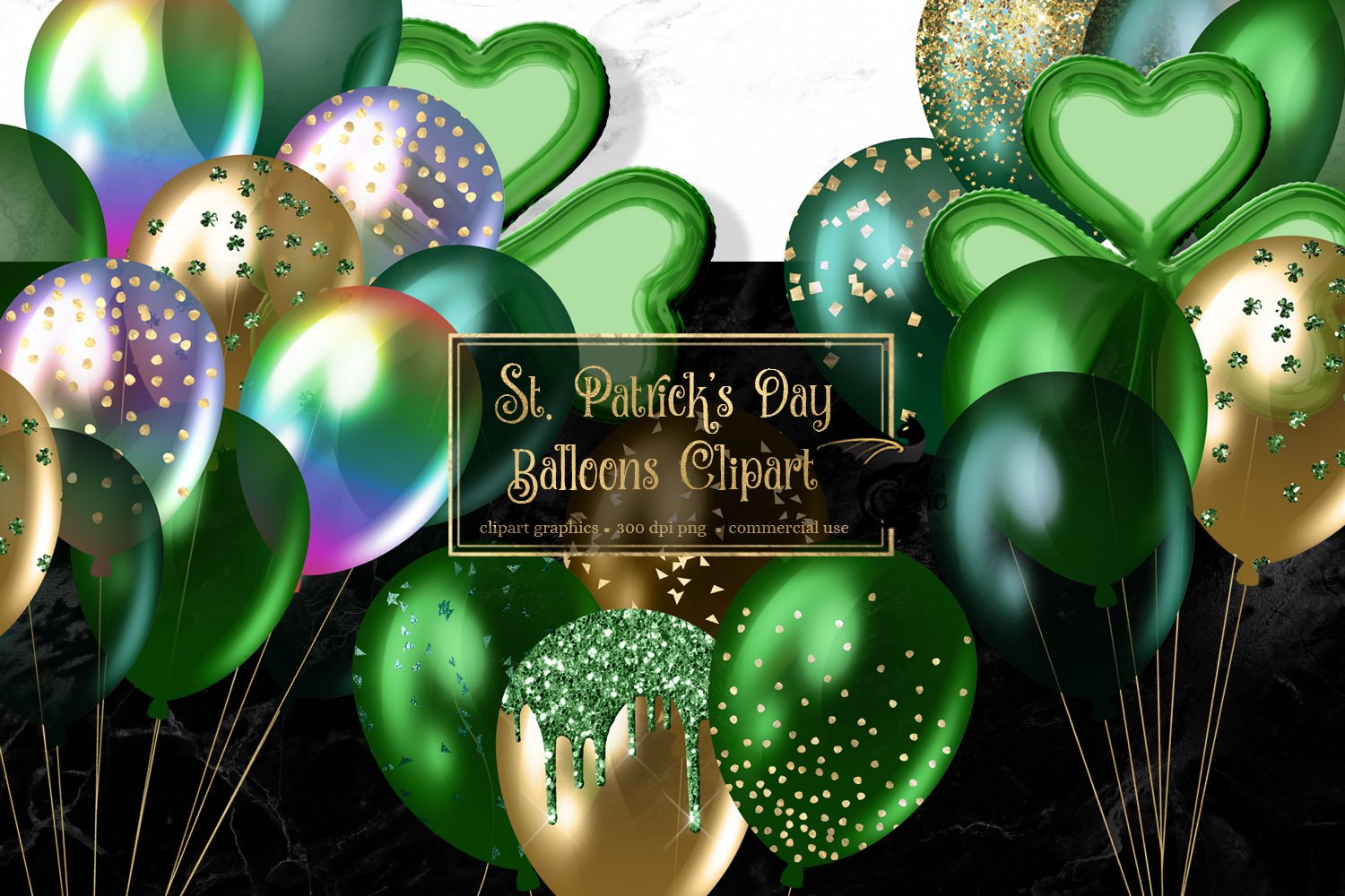 St Patricks Day Balloons Clipart (419835) | Patterns | Design Bundles