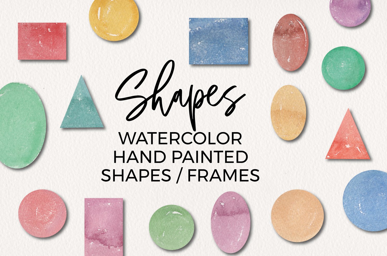 Watercolor 16 Shapes Hand Painted Elements Backgrounds Frame