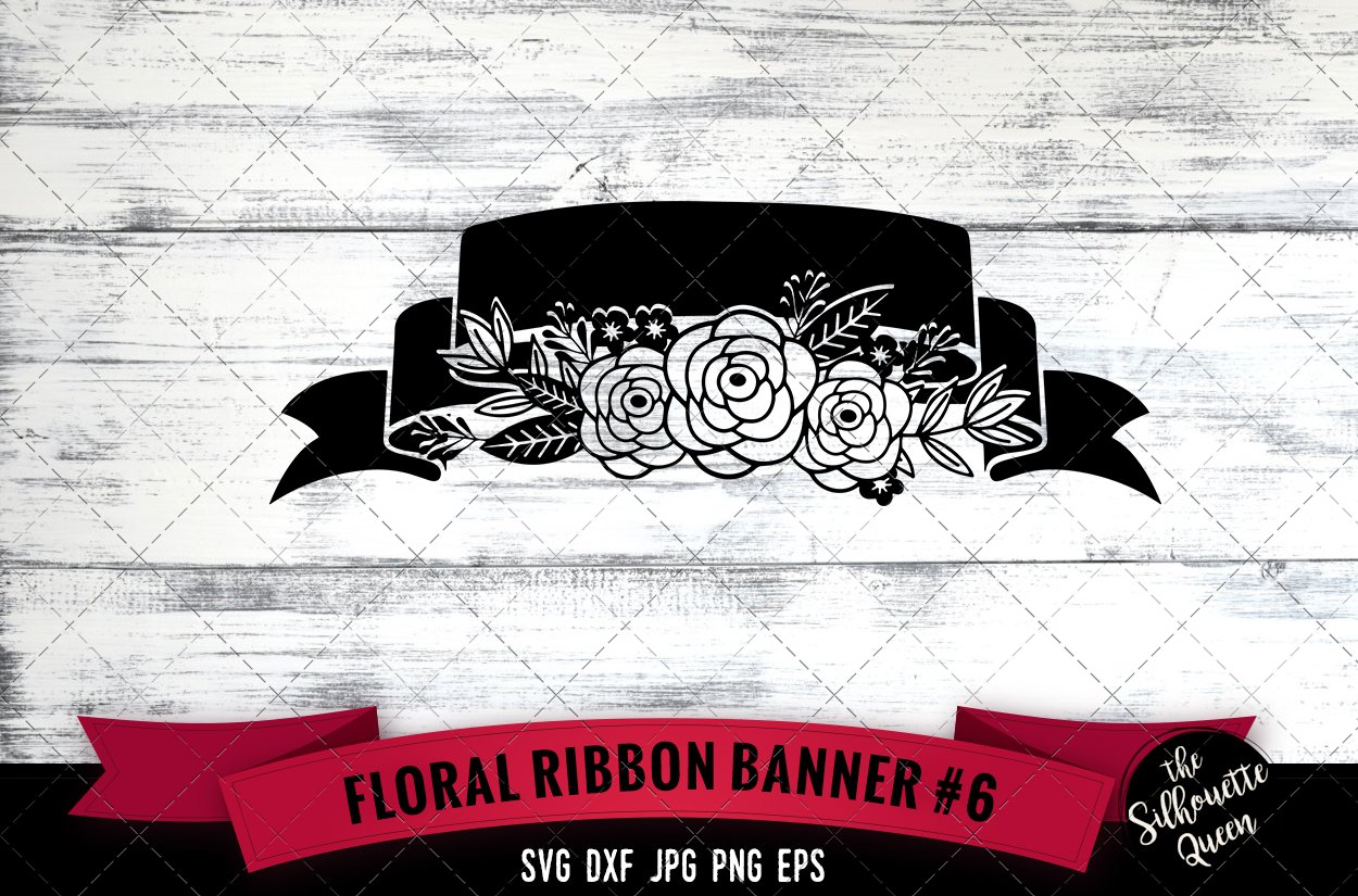 Floral Ribbon 6 Svg Cut File (406078) | SVGs | Design Bundles