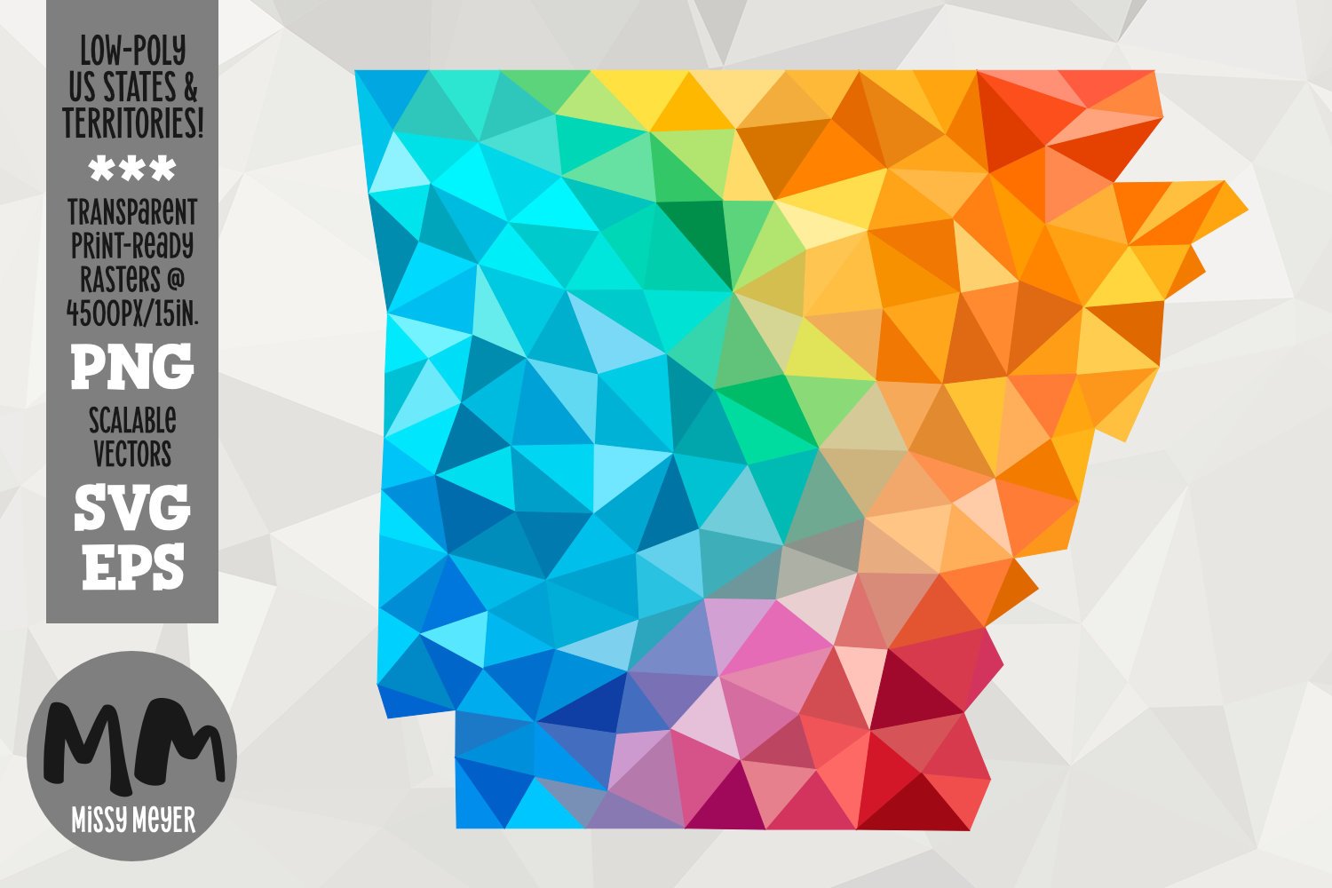 Arkansas state low-poly rainbow for sublimation & print (1057641 ...