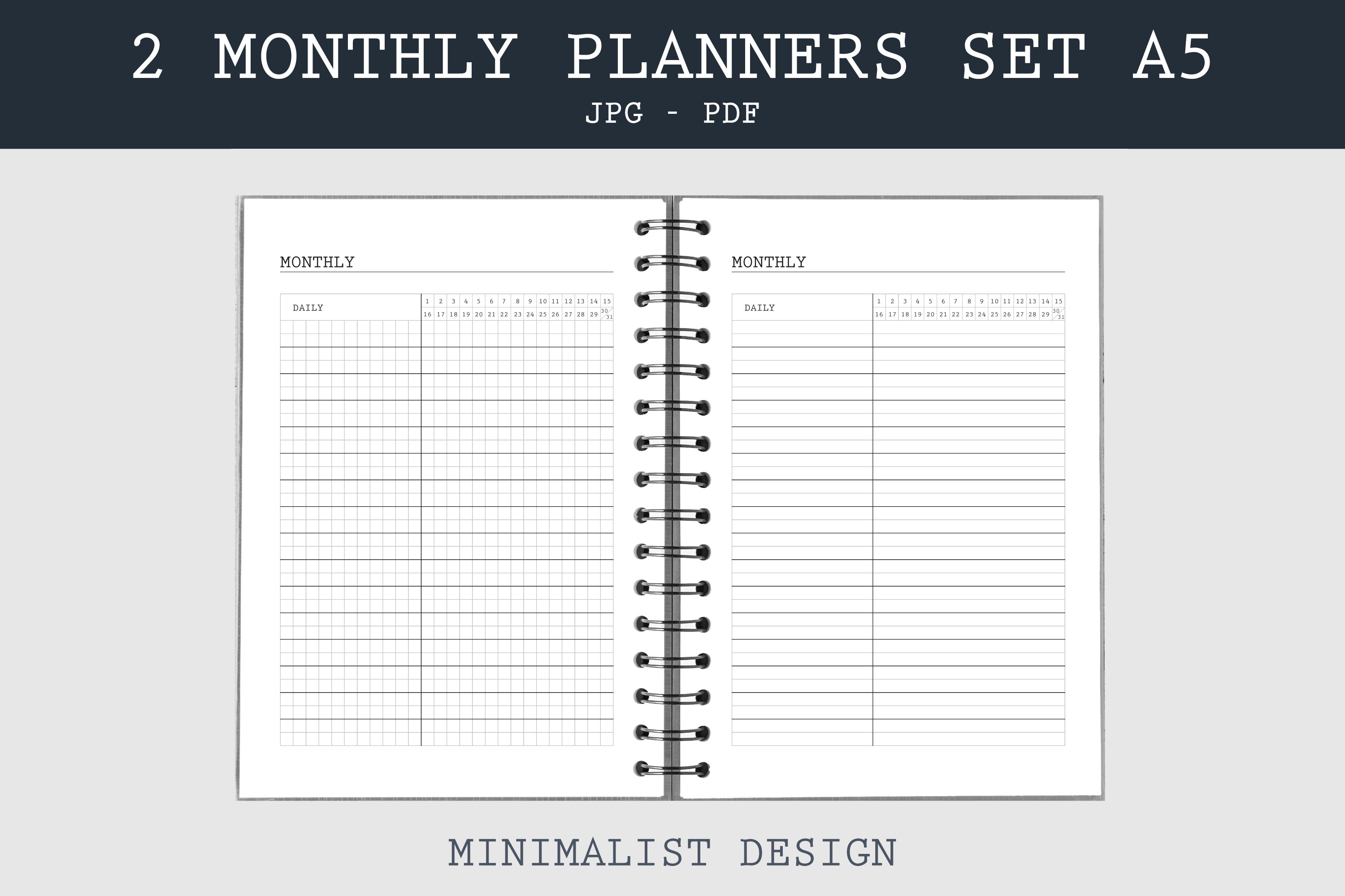 2 Monthly planner pages for bujo pages printable (1229275) | Planner ...