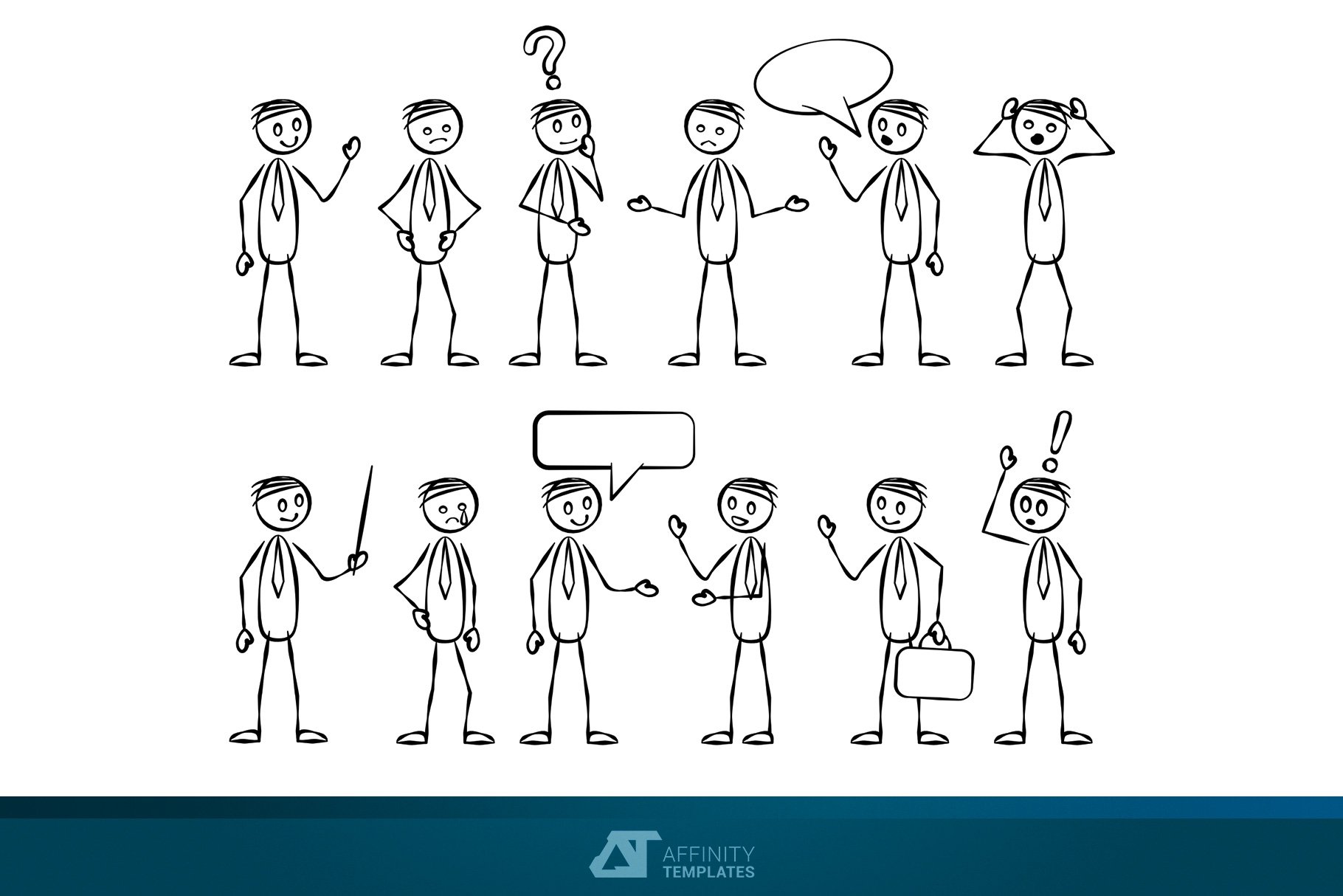 Vector Stickman Set .afdesign file (564278) | Characters | Design Bundles