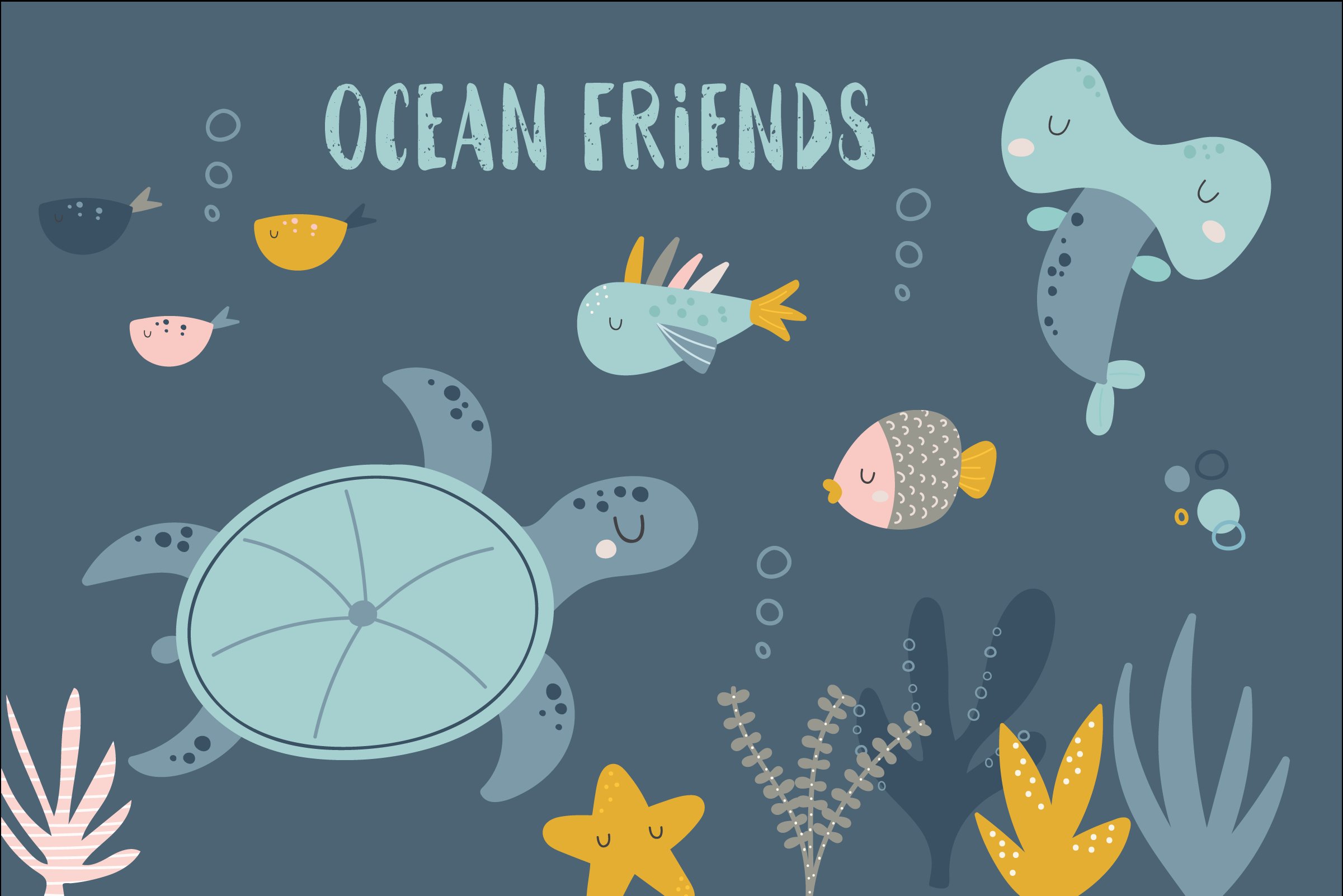 Ocean friends bundle (416713) | Illustrations | Design Bundles