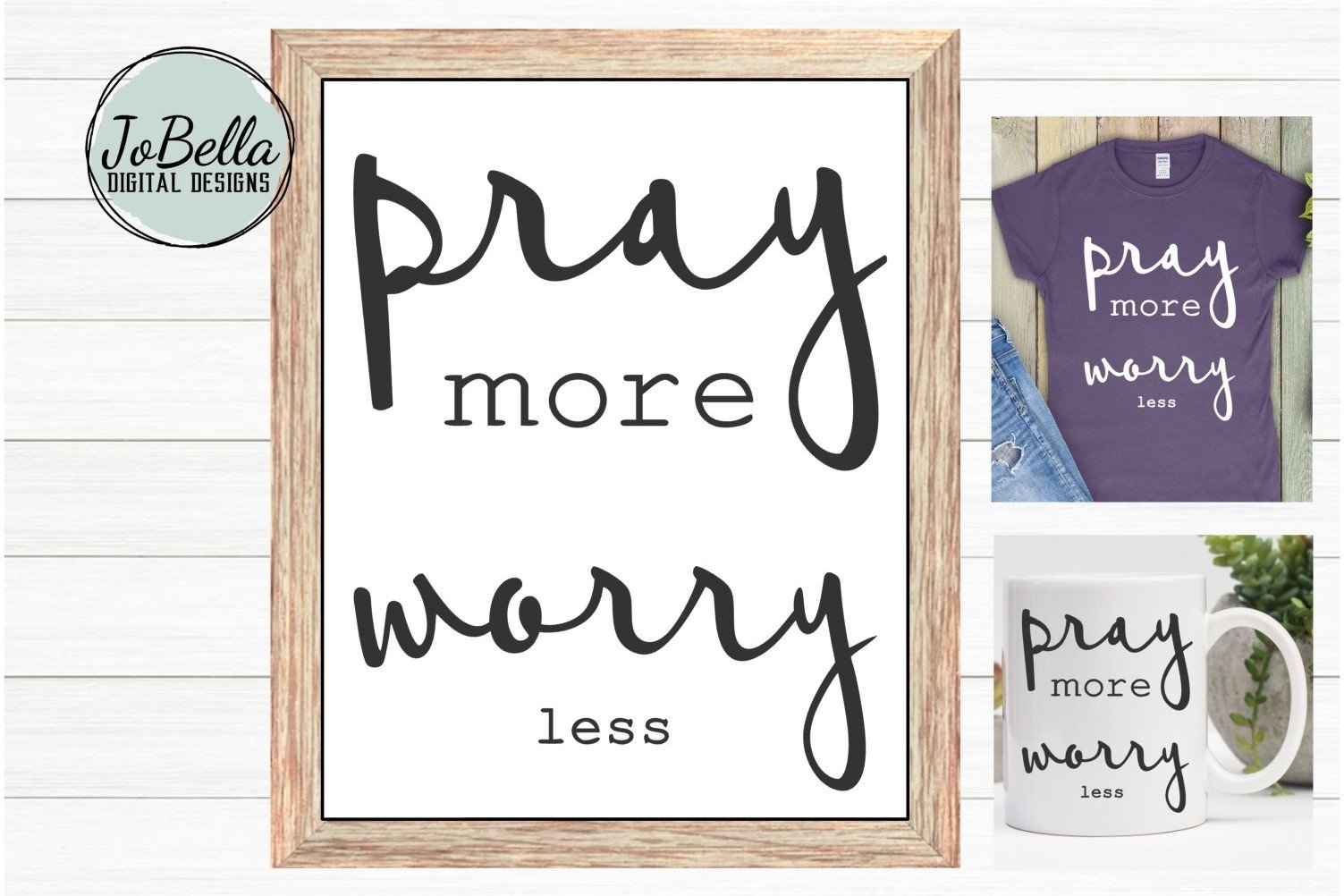 Pray More Worry Less SVG and Printable Christian Design (229444) | Cut ...