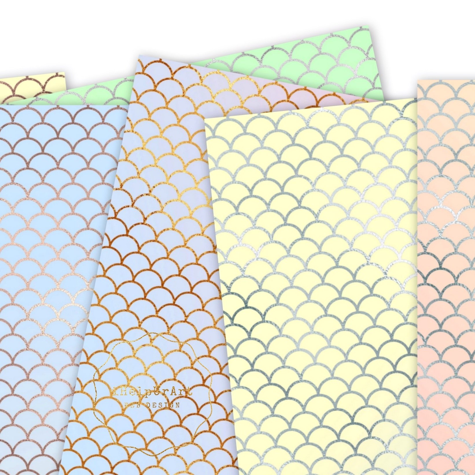 Mermaid Papers - Pastel Gradient Digital Paper (182701) | Backgrounds ...
