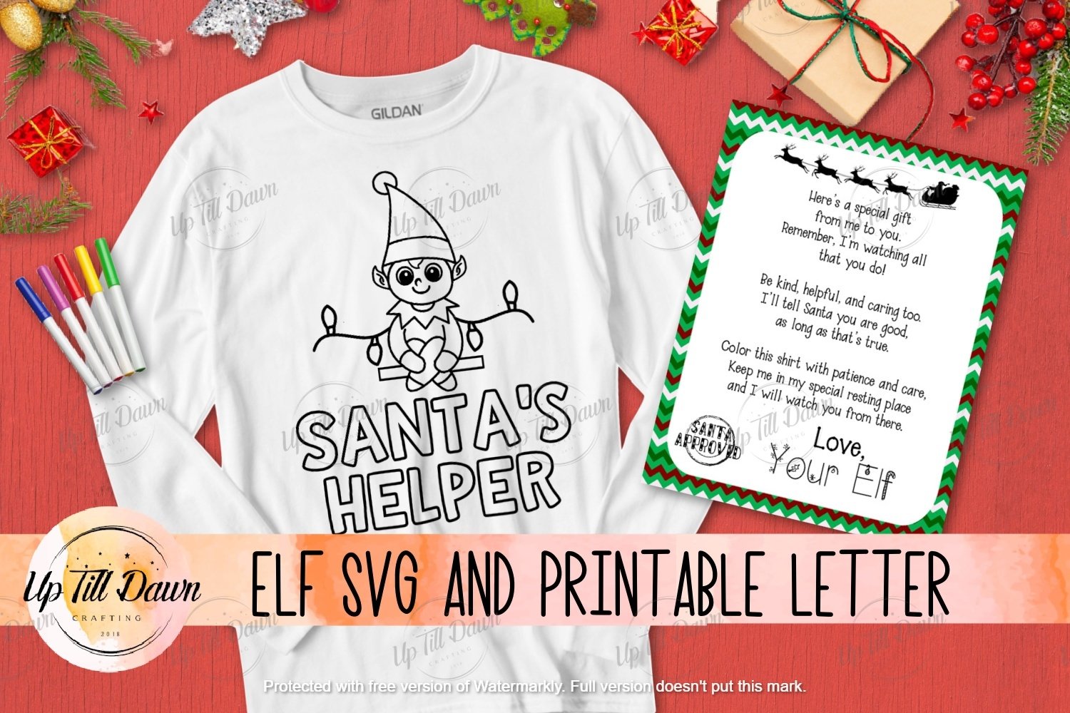 Elf SVG and Printable Letter, Christmas Coloring SVG (971289) | Cut ...