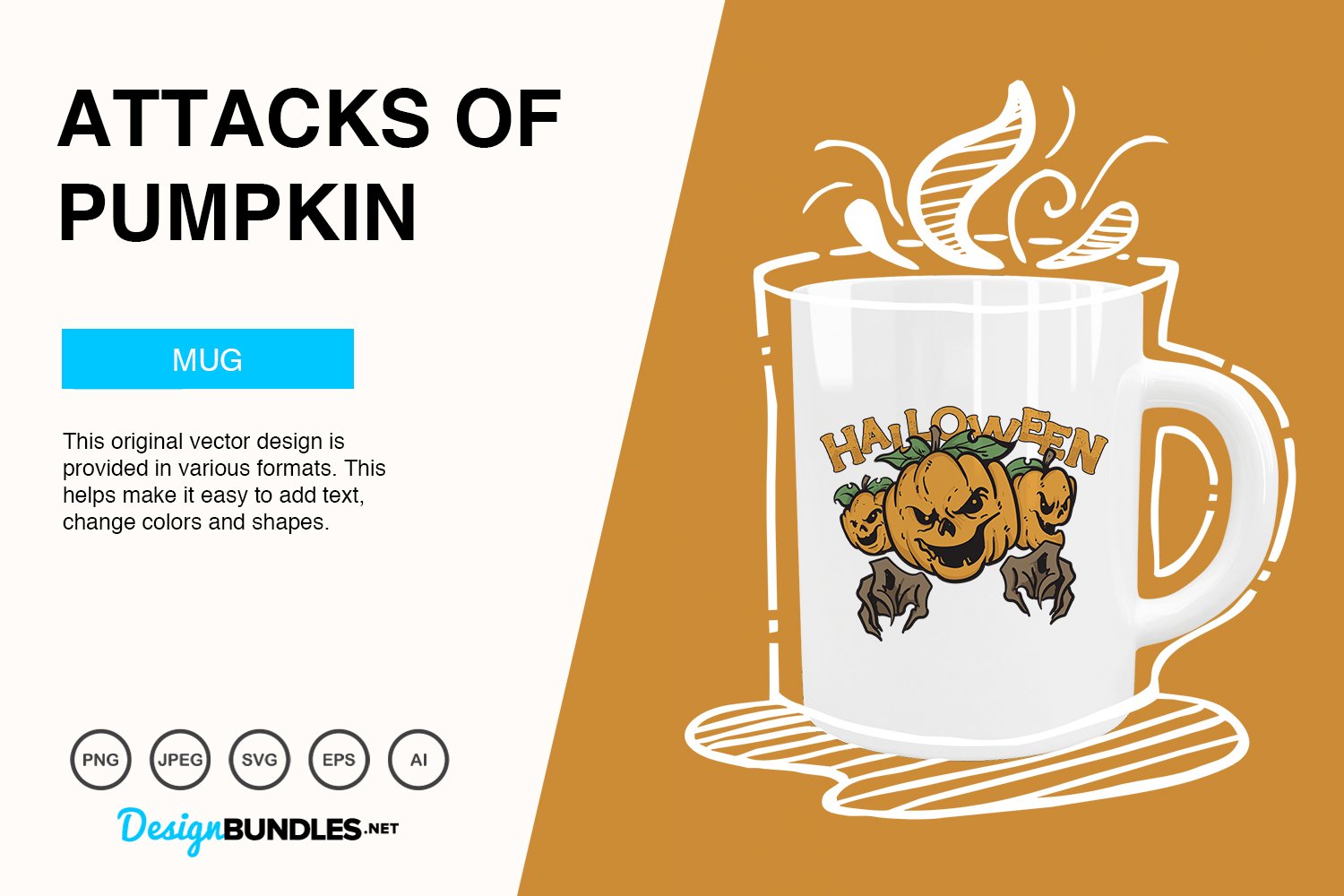 Attacks of Pumpkin Vector Illustration