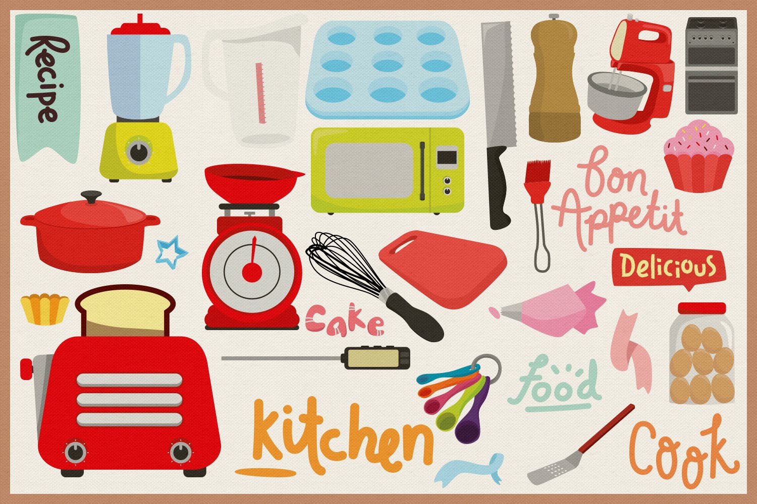 85 Baking and Cooking Vector Clipart & Seamless Patterns