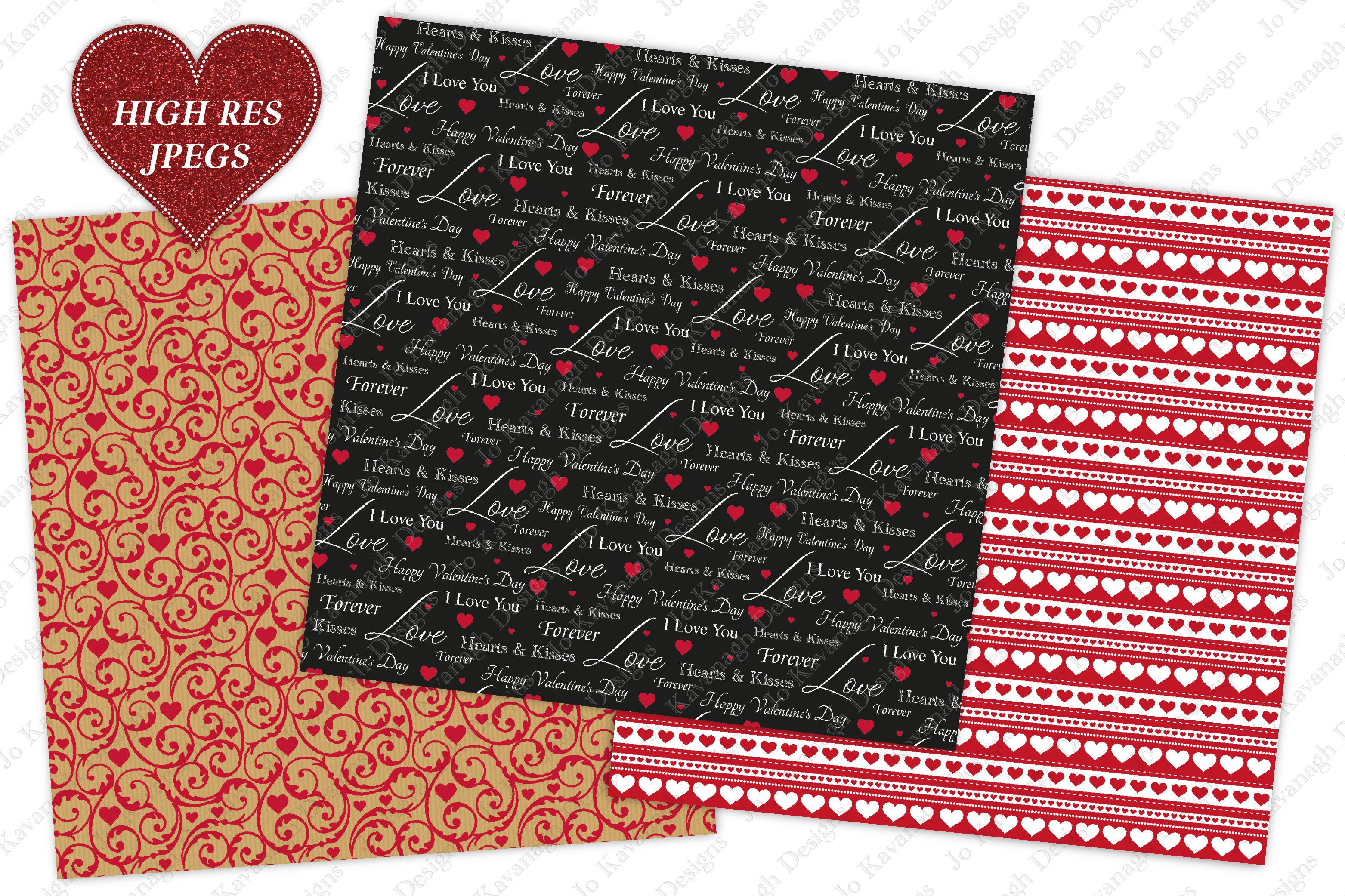Valentine digital papers, Valentine patterns, Hearts (85497 ...