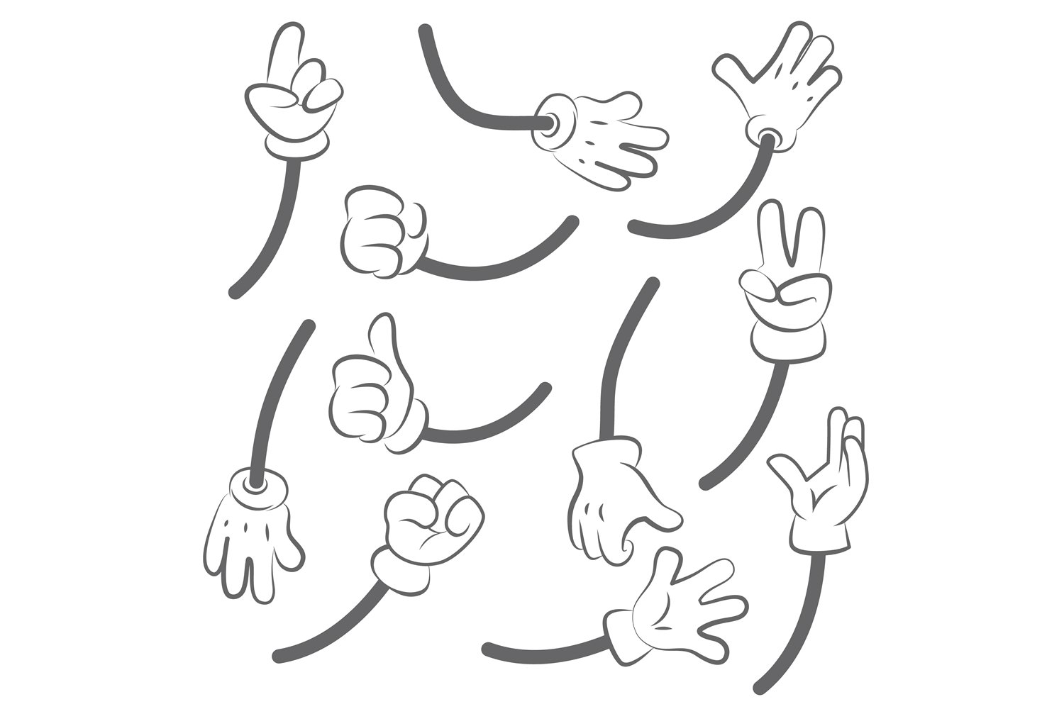 Cartoon hands. Body parts collection hands animation vector (1328887 ...