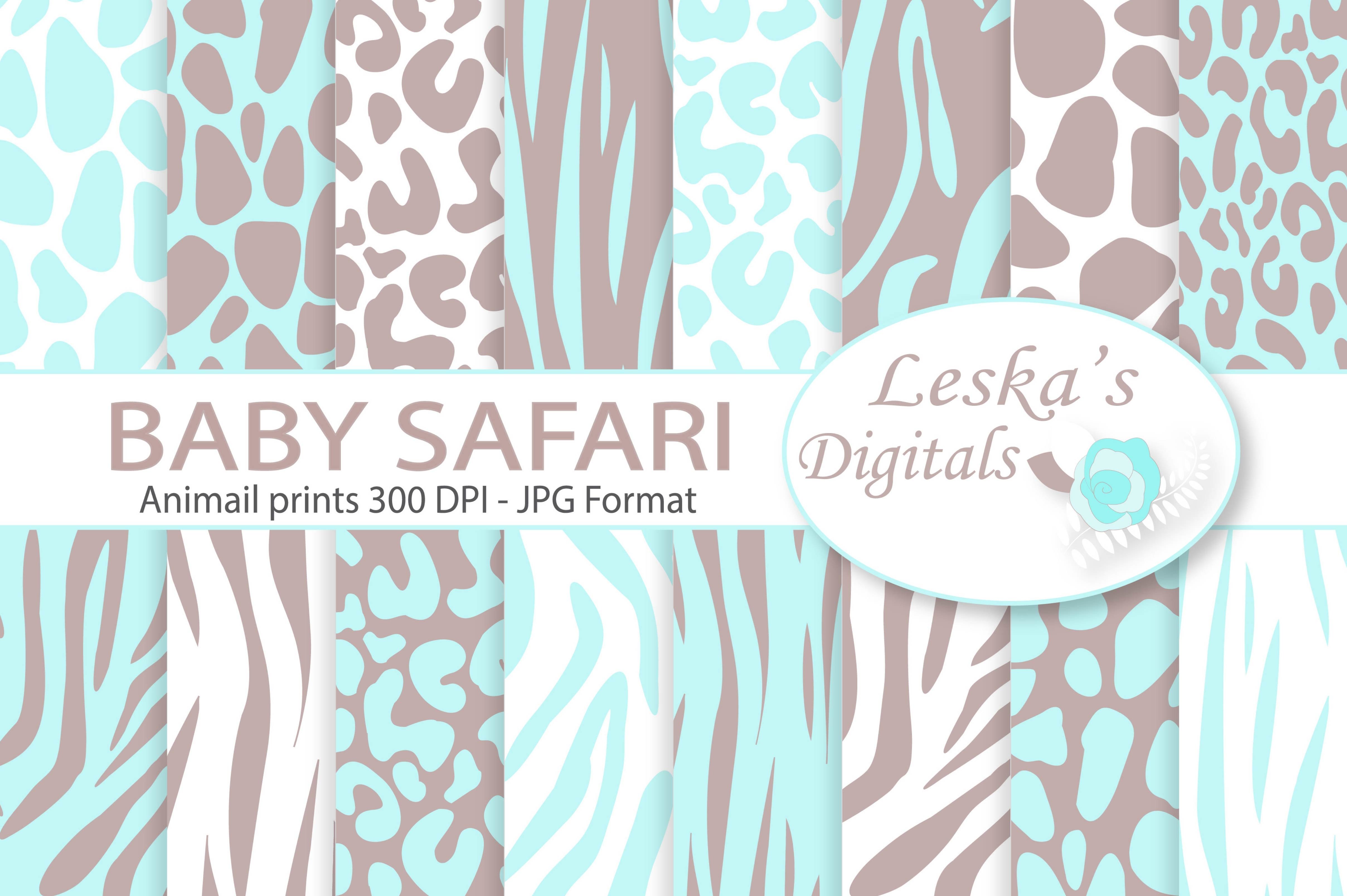 Animal Prints - Baby Blue Safari (21391) | Backgrounds | Design Bundles