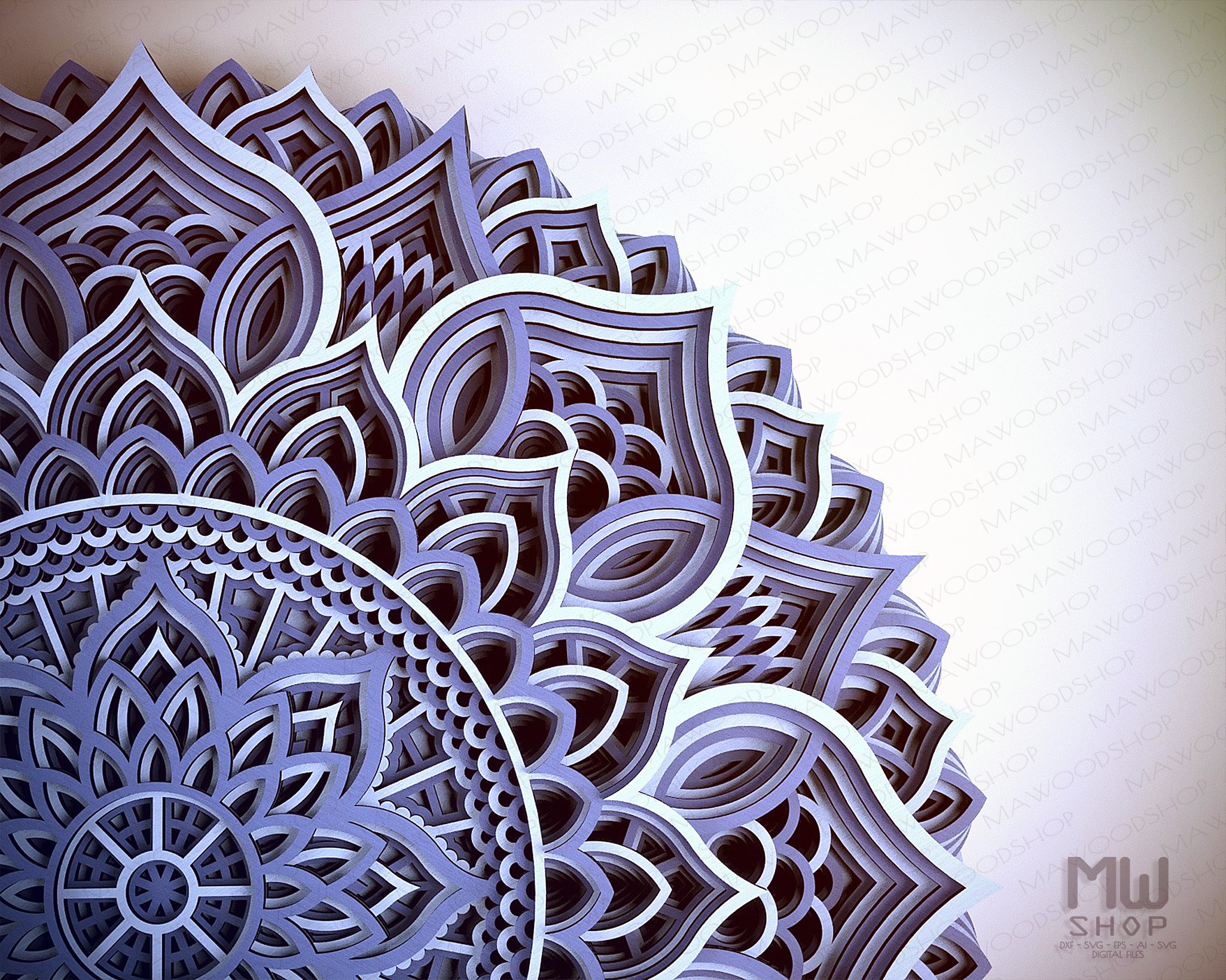 M159- Flower Mandala DXF file, Multilayer Mandala Pattern (1022624 ...