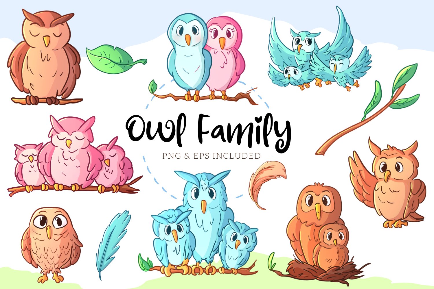 Owl Family Illustrations
