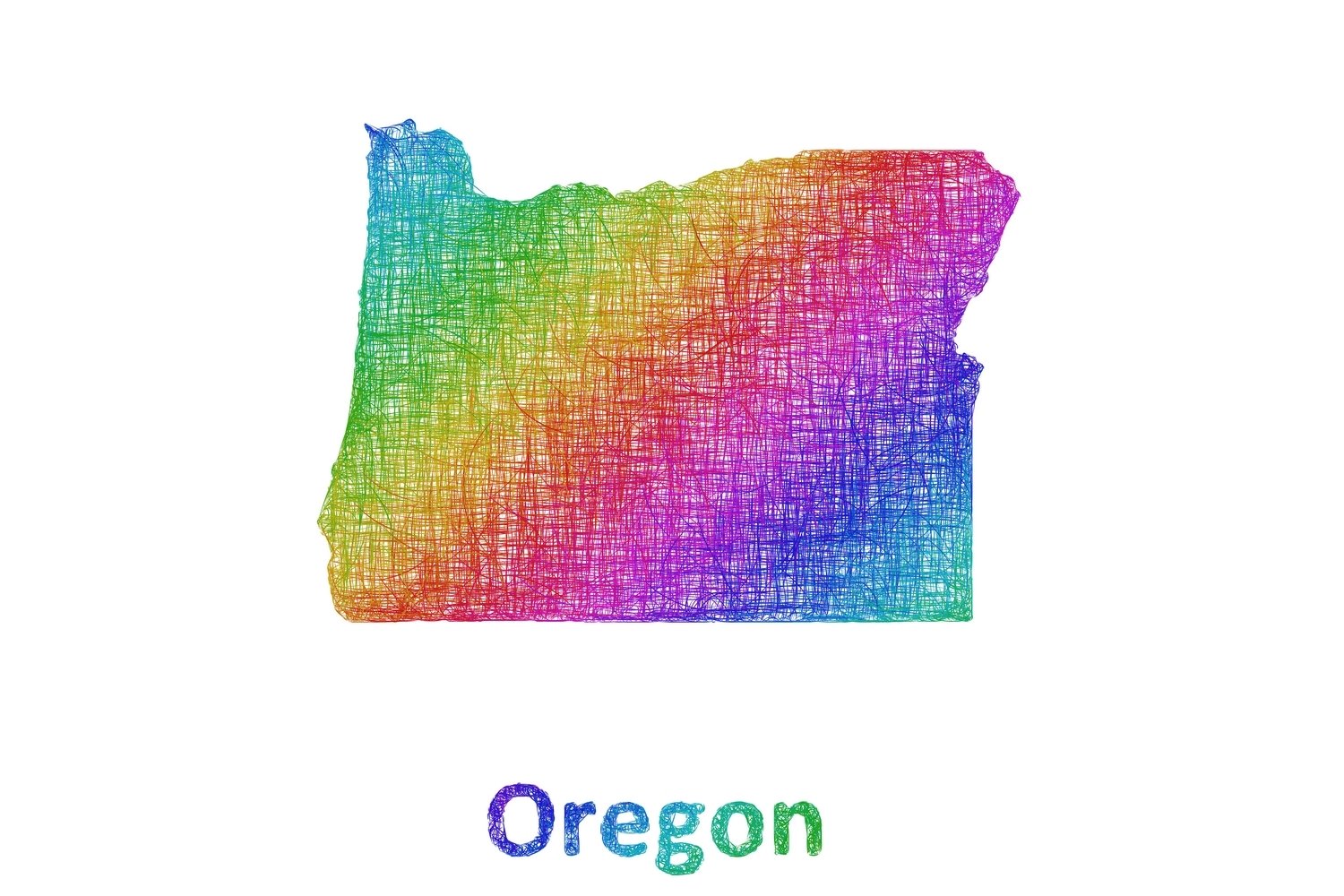 Oregon map - rainbow sketch art (338345) | Illustrations | Design Bundles