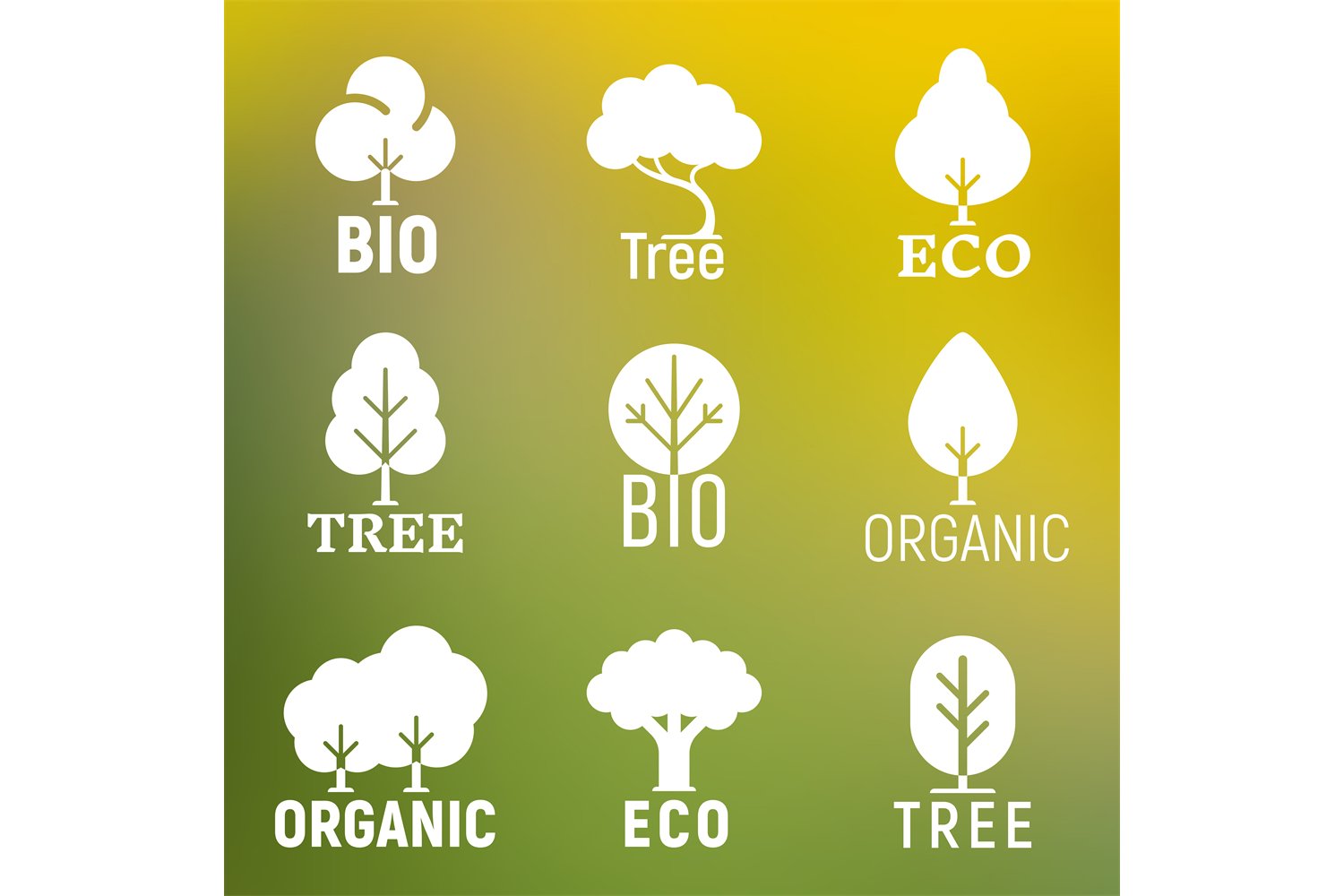White vector tree organic eco bio logo set (911111) | Logos | Design ...