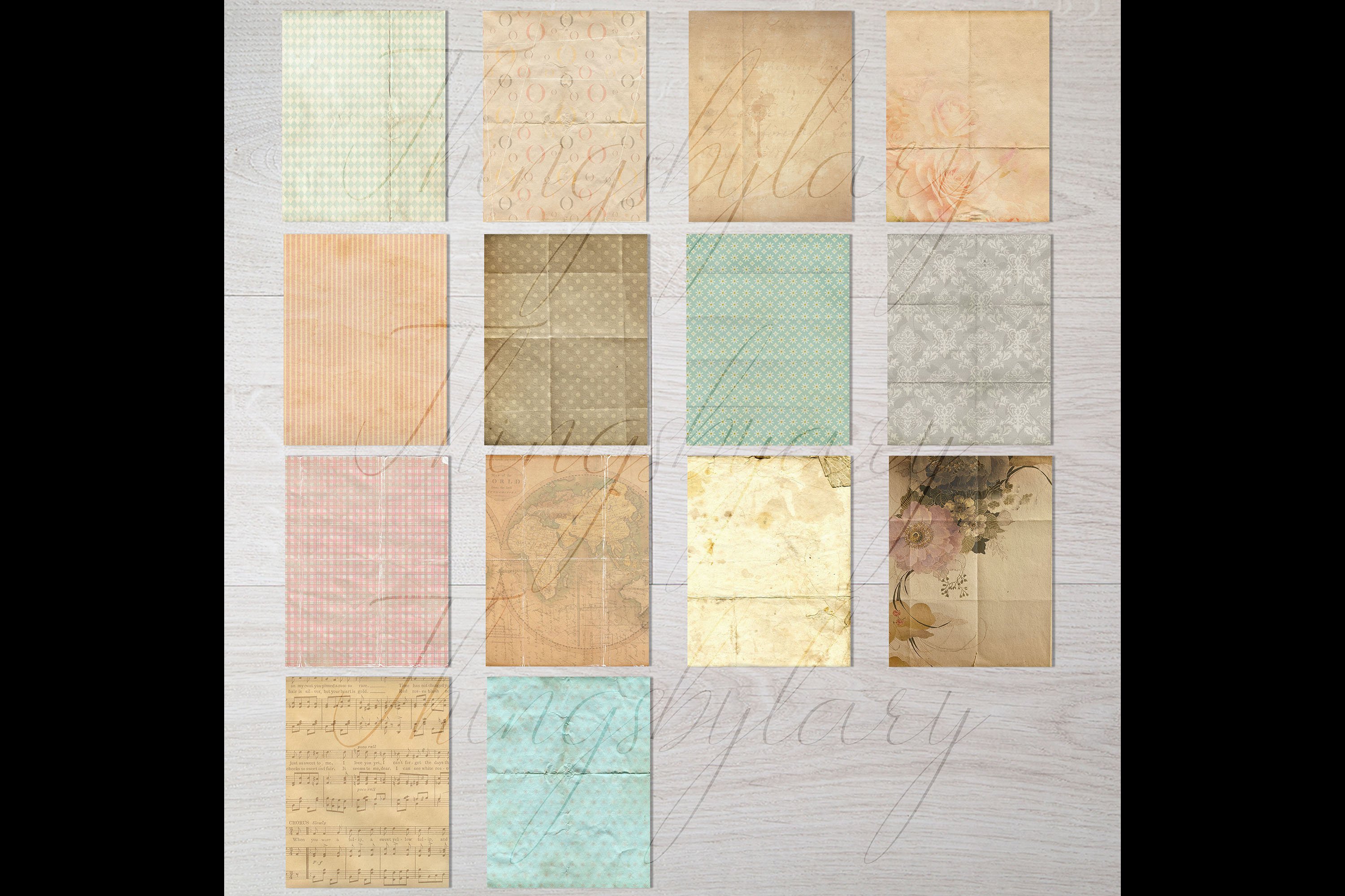 30 Folded Crumpled Antique Vintage Old Papers 8.5x11 Vol.2 (564268 ...