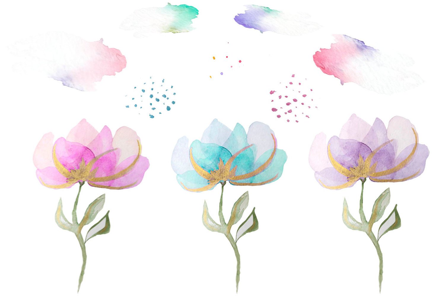 Flower bundle, flowers clipart (652914) | Illustrations | Design Bundles