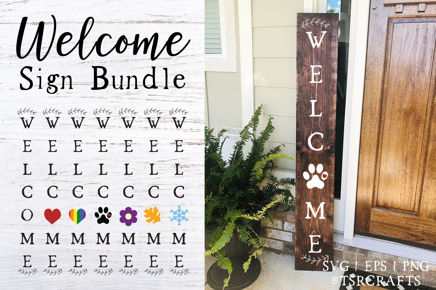 Vertical Welcome Sign Digital Design Bundle (578979) | Cut Files ...
