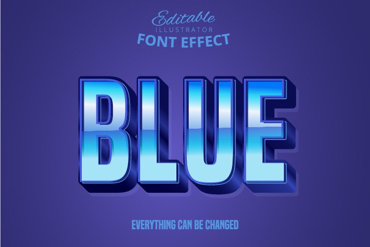 Blue text, editable font effect (438400) | Illustrator Plugins | Design ...