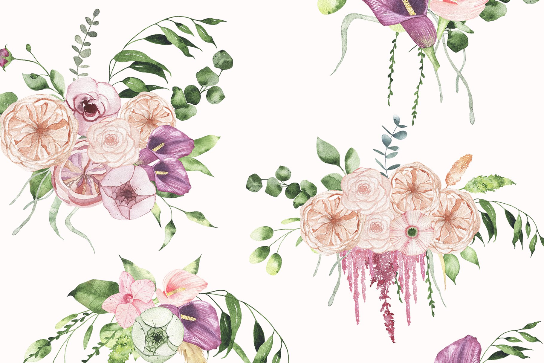 Valentines Day - watercolor floral clipart (431021) | Illustrations ...