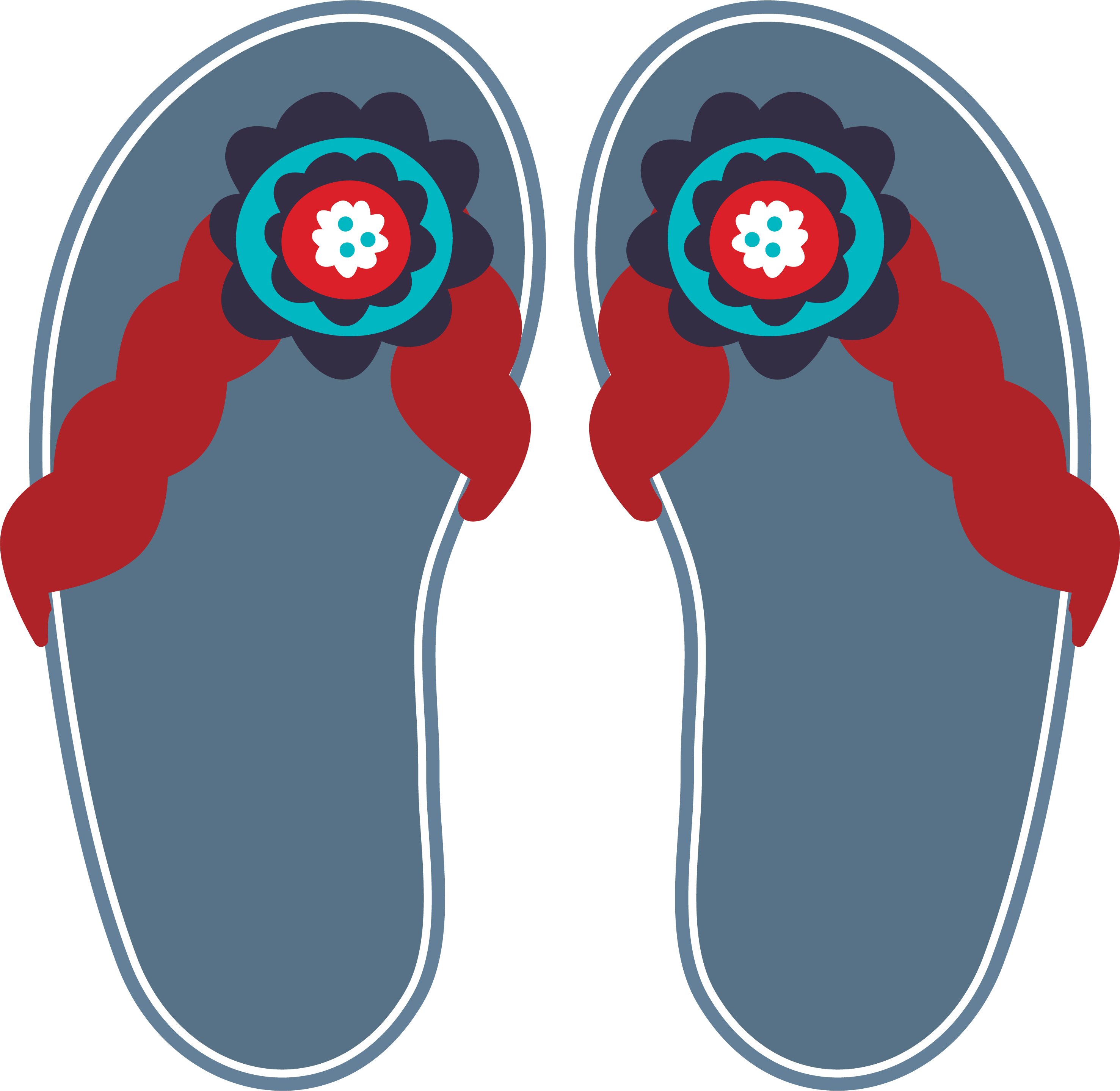 Blue Flower Flip Flops - SVG, Clipart, Graphic (722168) | Cut Files ...