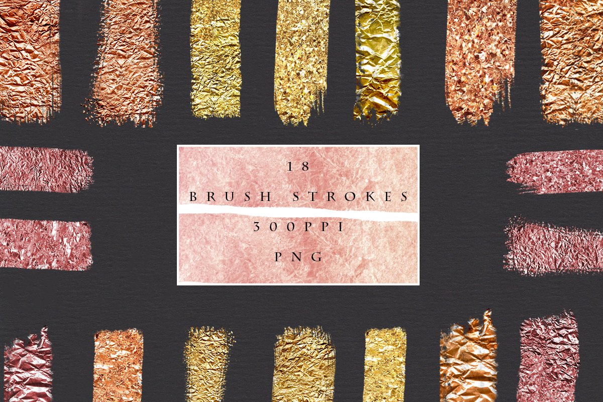 Gold & Rose Gold Metallic Brush Strokes (864108) | Elements | Design ...
