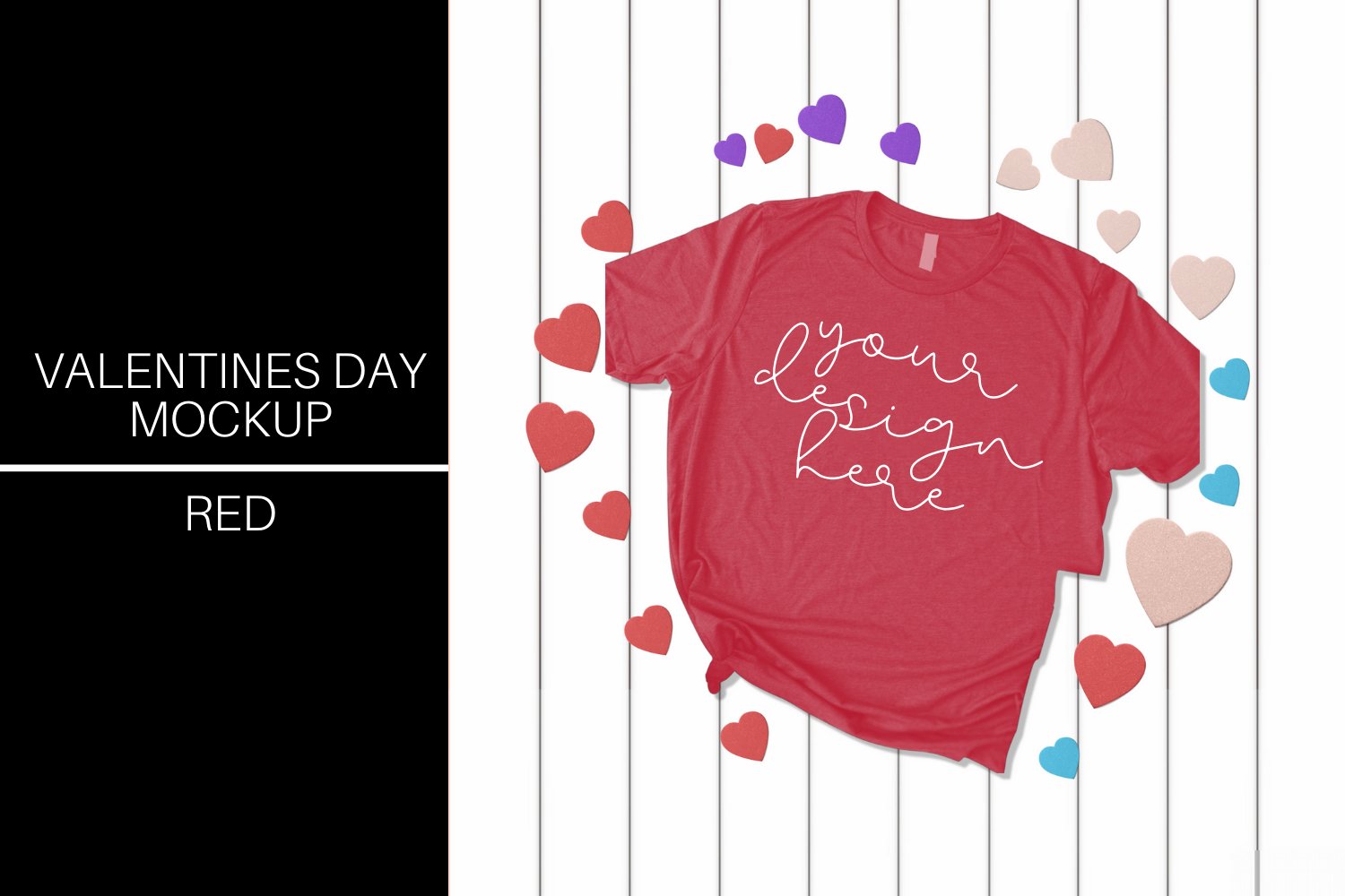 Valentines Day T-shirt Mock Up - Red (432198) | Branding | Design Bundles