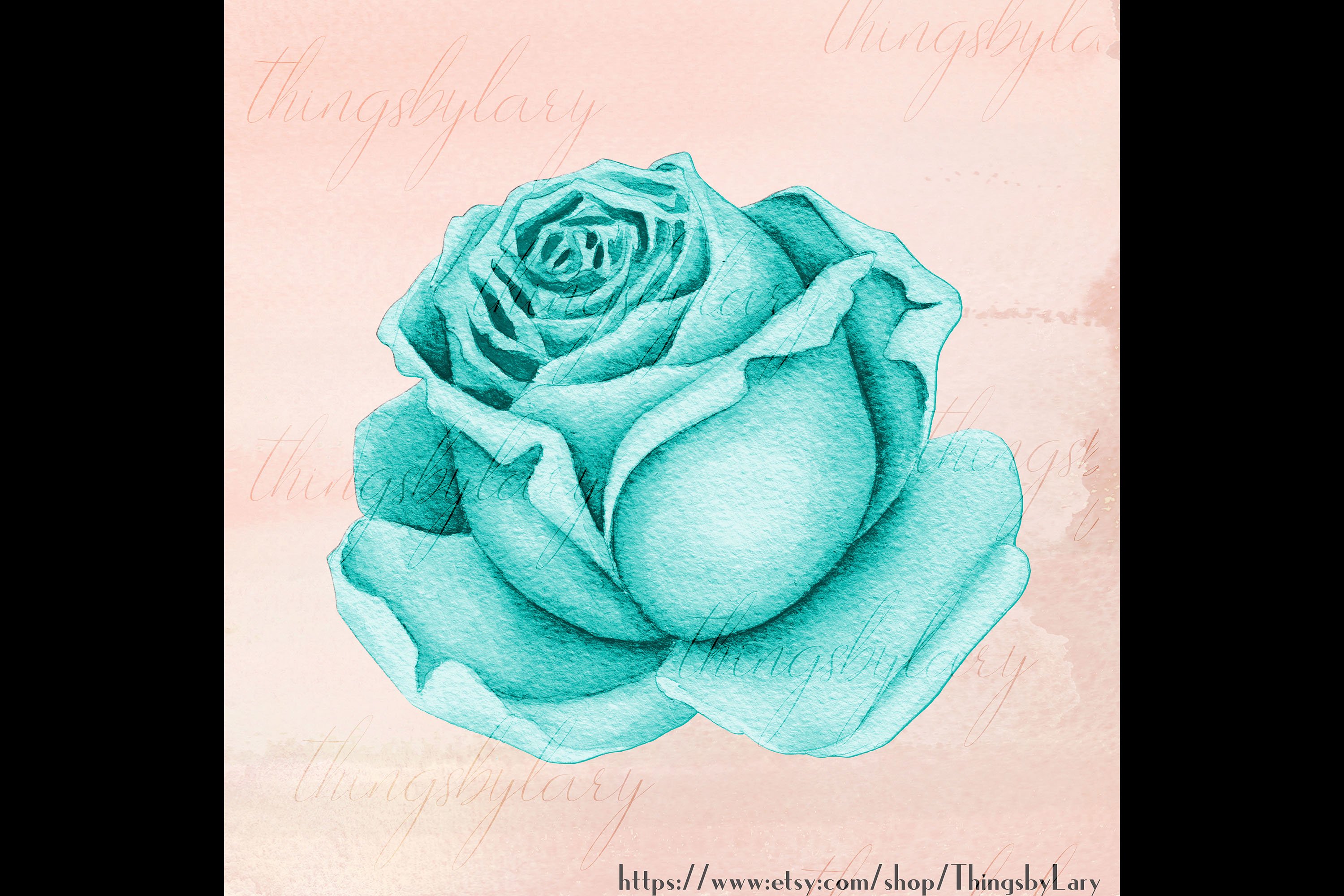 100 Watercolor Roses Clip Arts, Romantic Valentine Scrapbook (134671 ...
