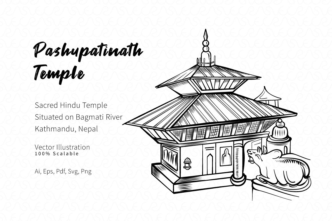 Pashupatinath Temple Vector Illustration (219988) | Illustrations ...