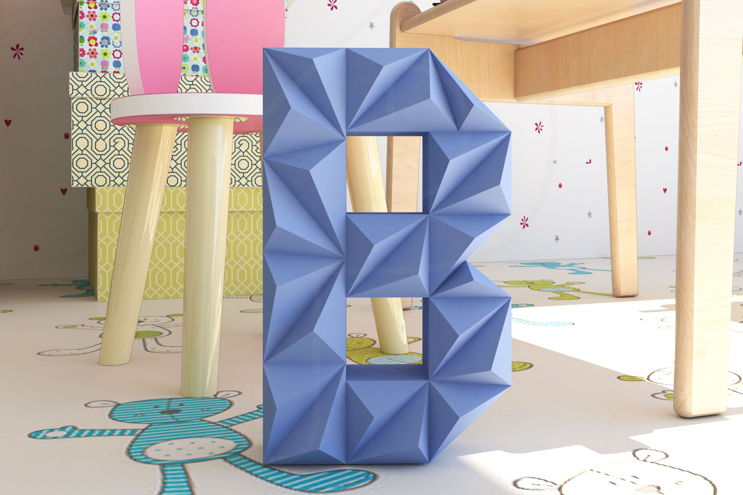 B 3D Letter Low Poly Papercraft, 3d Alphabet B, 3D Lyric (1851783 ...