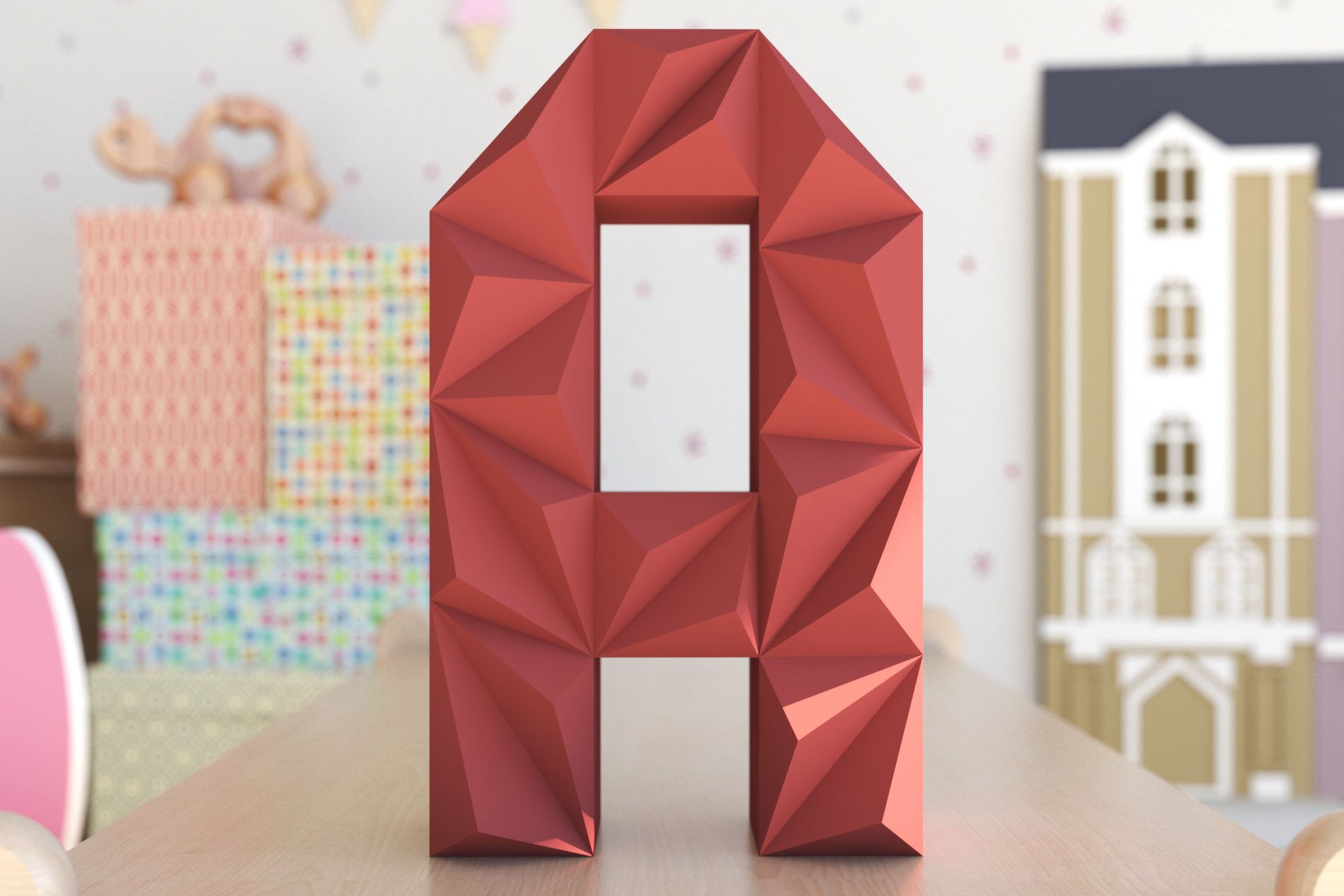 A 3D Letter Low Poly Papercraft, pdf template 3d Alphabet (1851760 ...