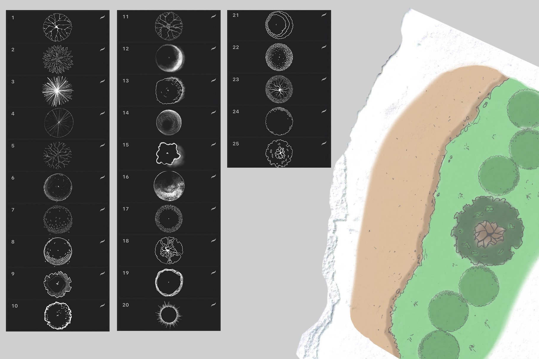 Procreate stamps of trees for landscape design sketches (545829 ...