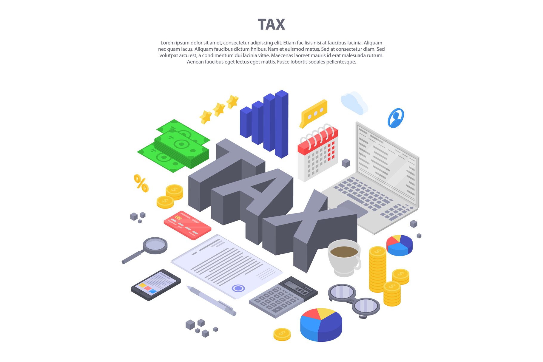 Tax concept banner, isometric style (500750) | Customizable Templates ...