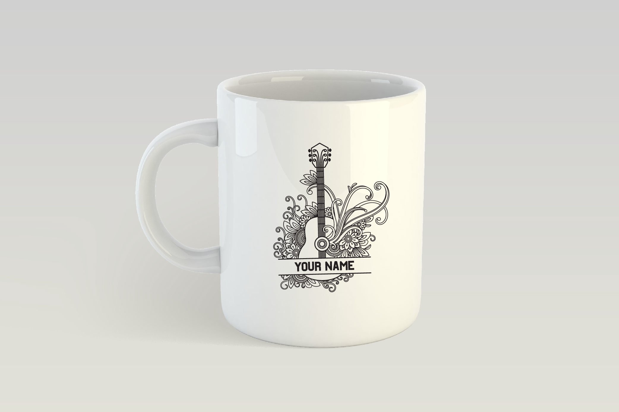 Guitar SVG | Music SVG Split Monogram with Flowers (1110344 ...