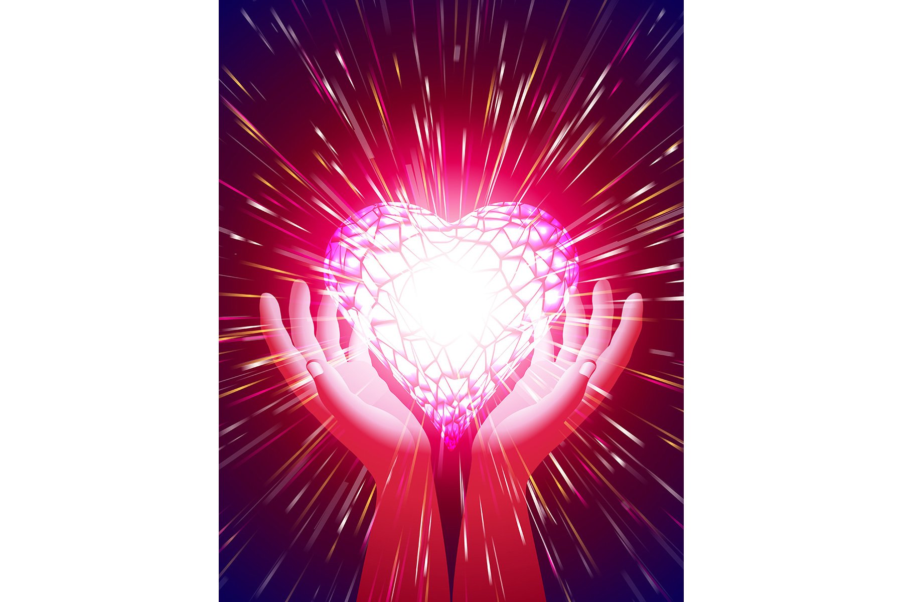 Vector Heart Hand Light Beam Magic Power Love Background Red (13500 ...