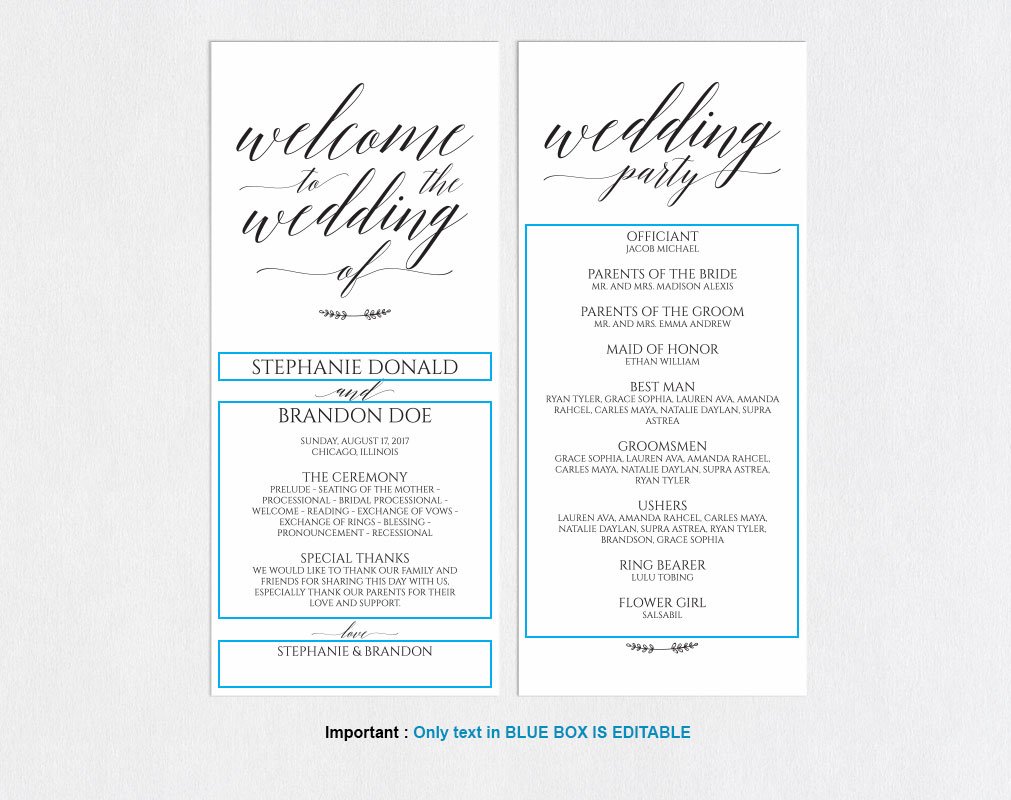 Traditional Wedding Program Layout