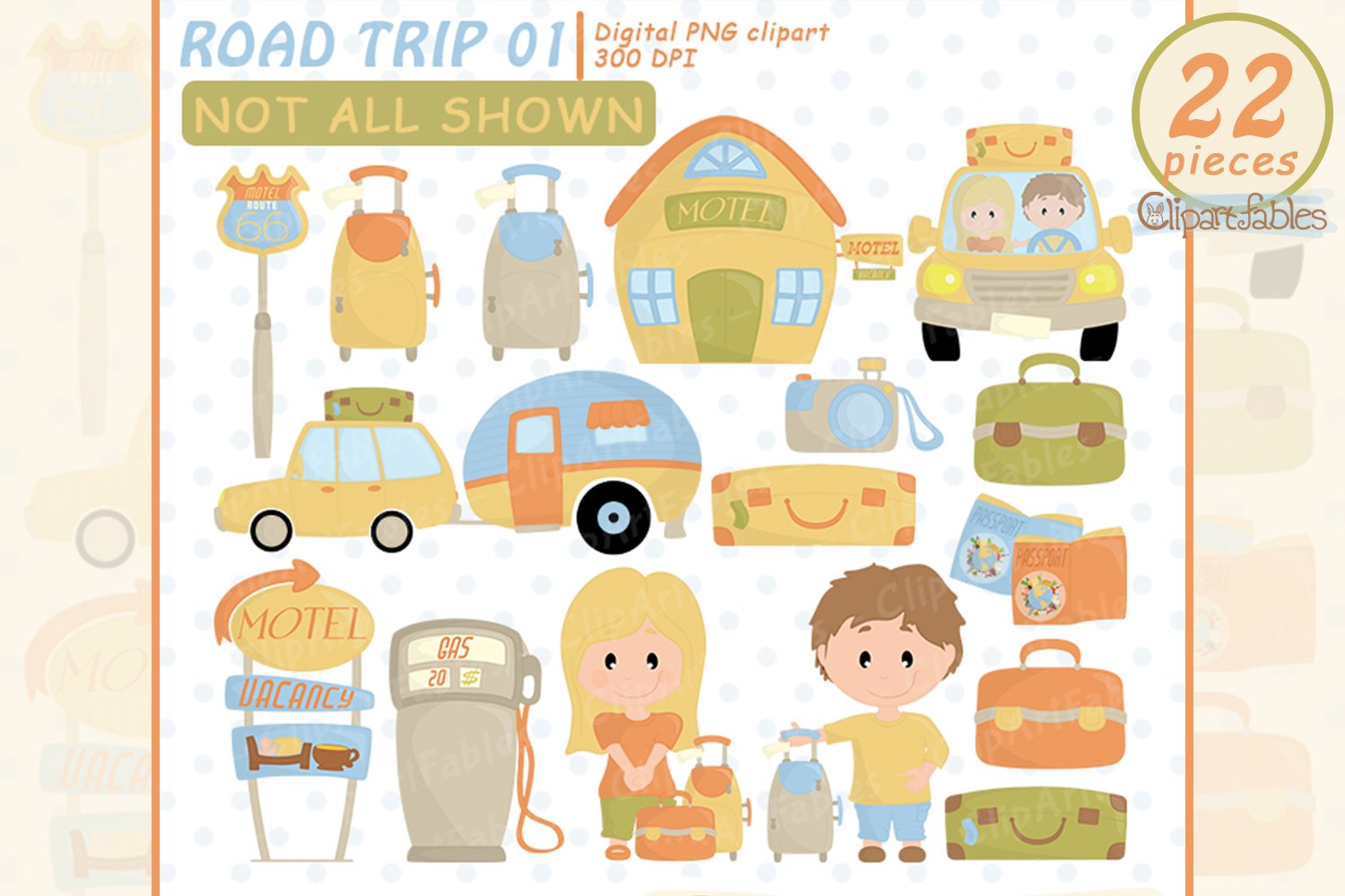 Cute TRAVEL clipart, Road trip clip art set - INSTANT (268699 ...