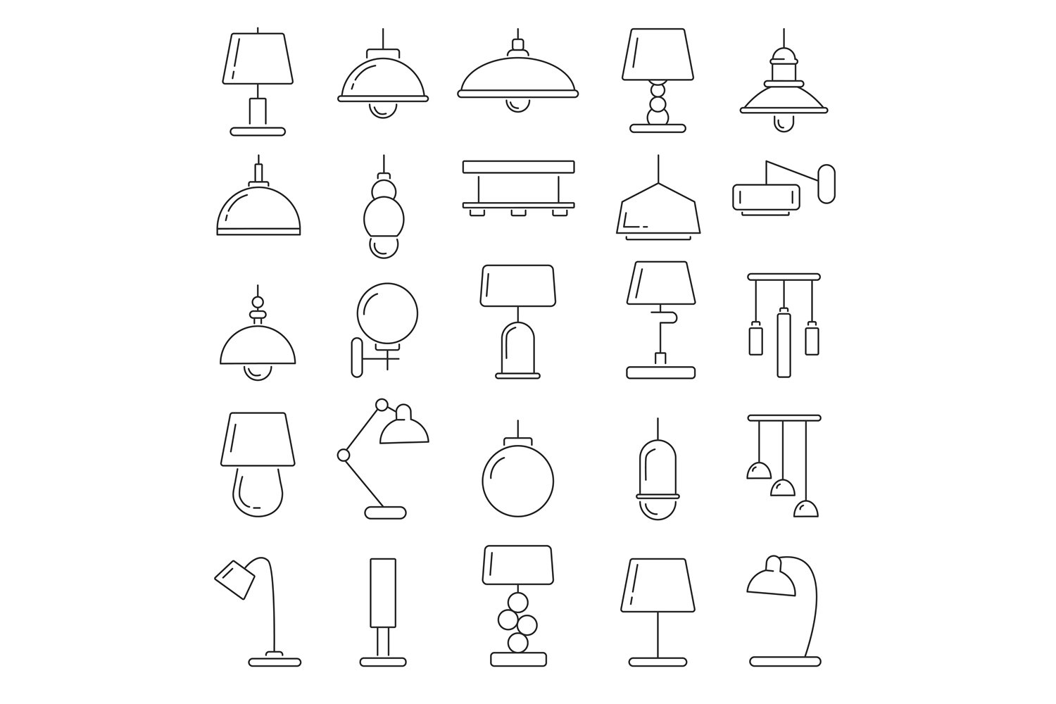 Different modern lamps. Vector illustrations in linear style (779225 ...